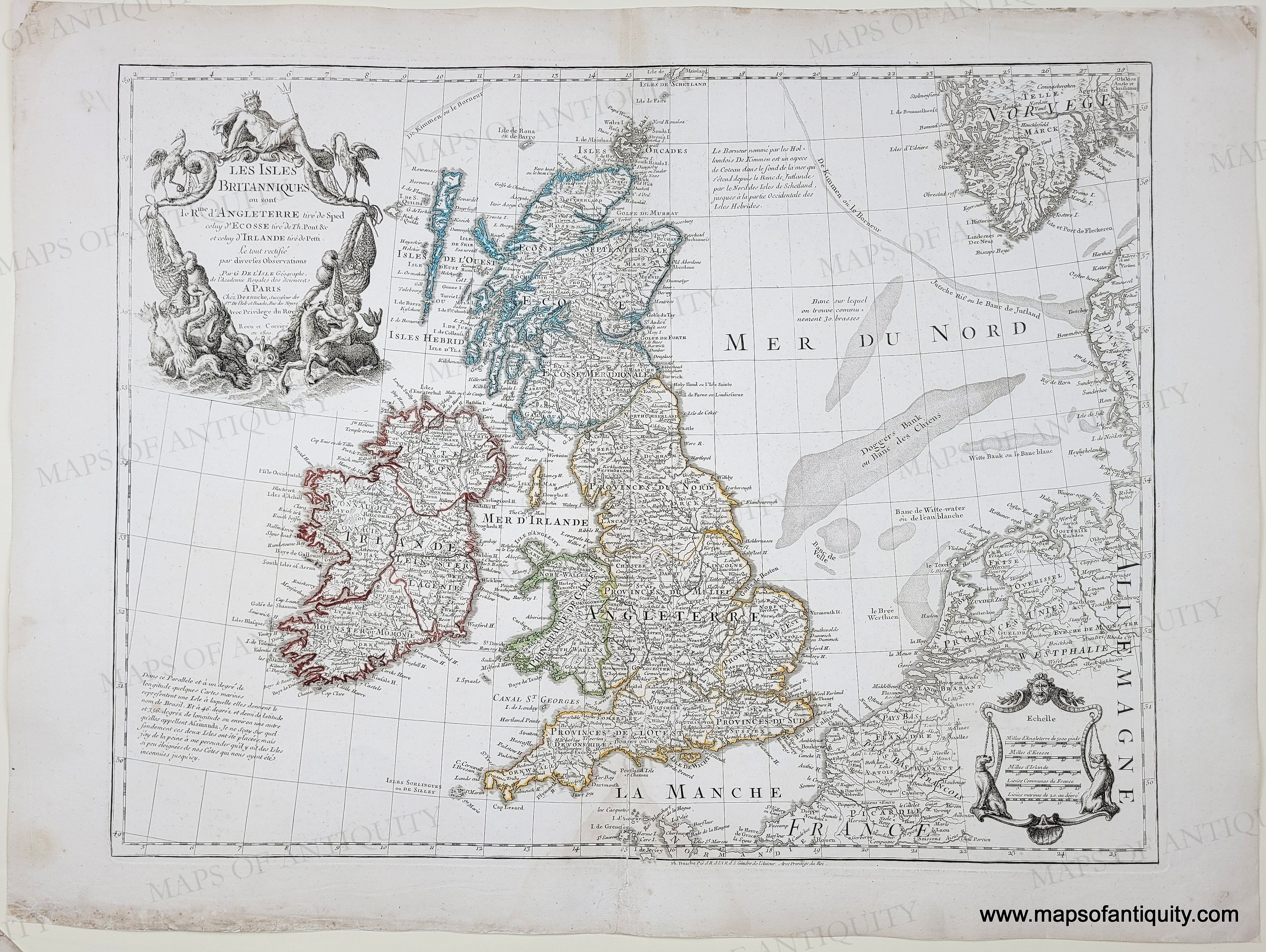 1800 - United Kingdom - Les Isles Britanniques… - Genuine Antique Map ...