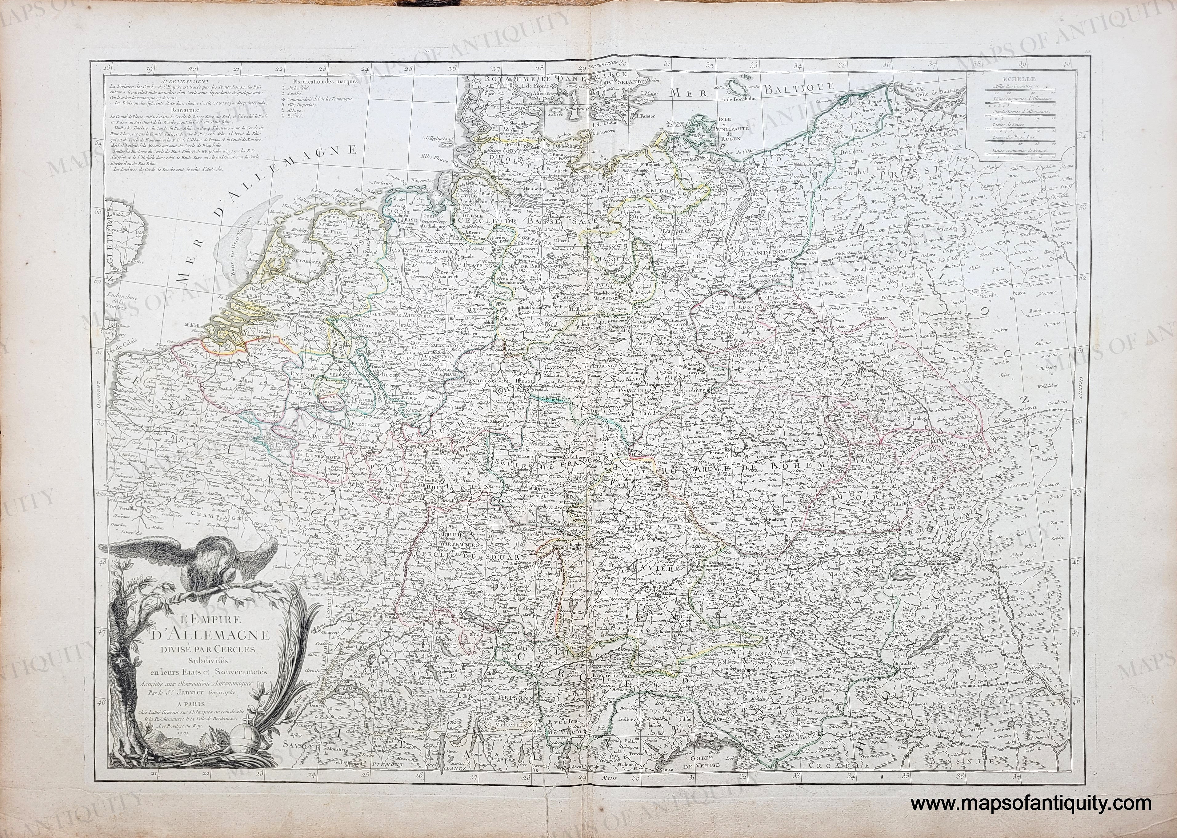 1775 Genuine Antique Map German Empire - L'Empire d'Allemagne… – Maps ...