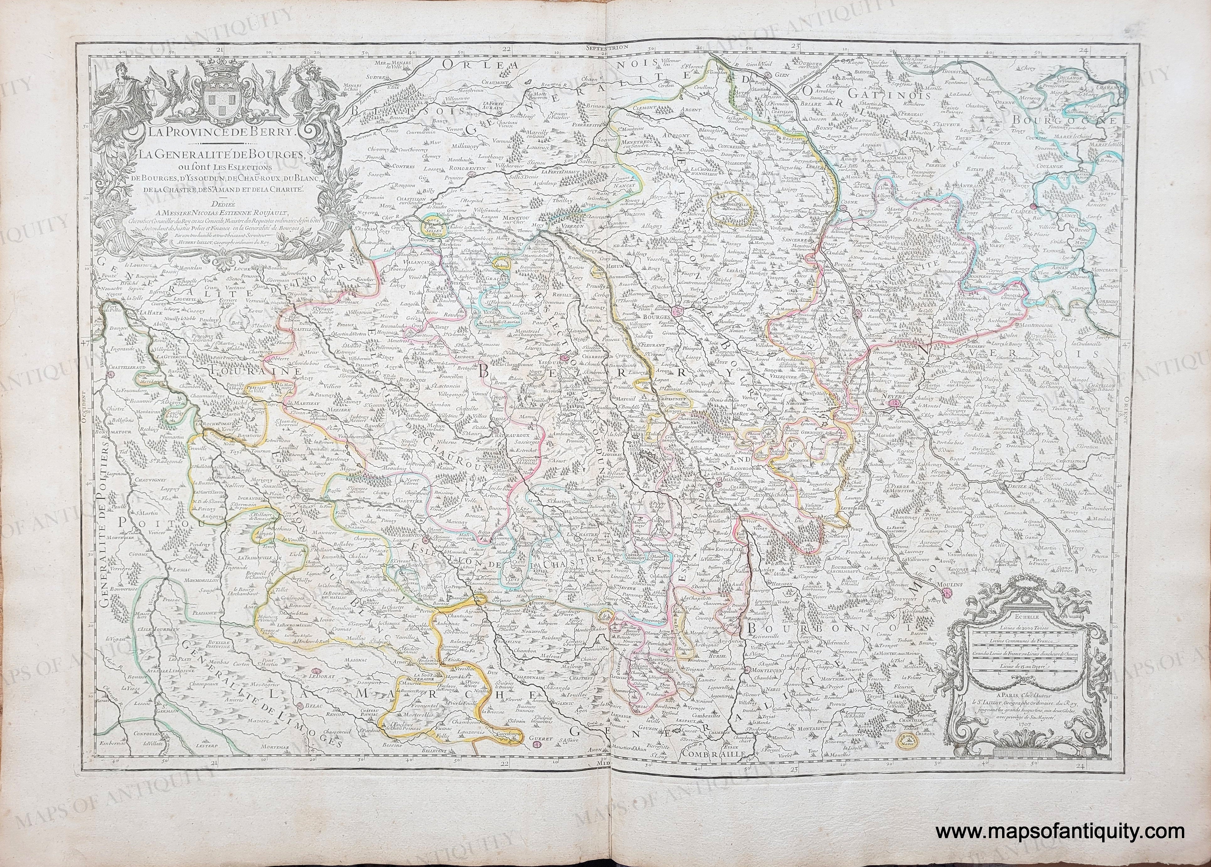 1775 Genuine Antique Map Berry France - La Province de Berry. La ...
