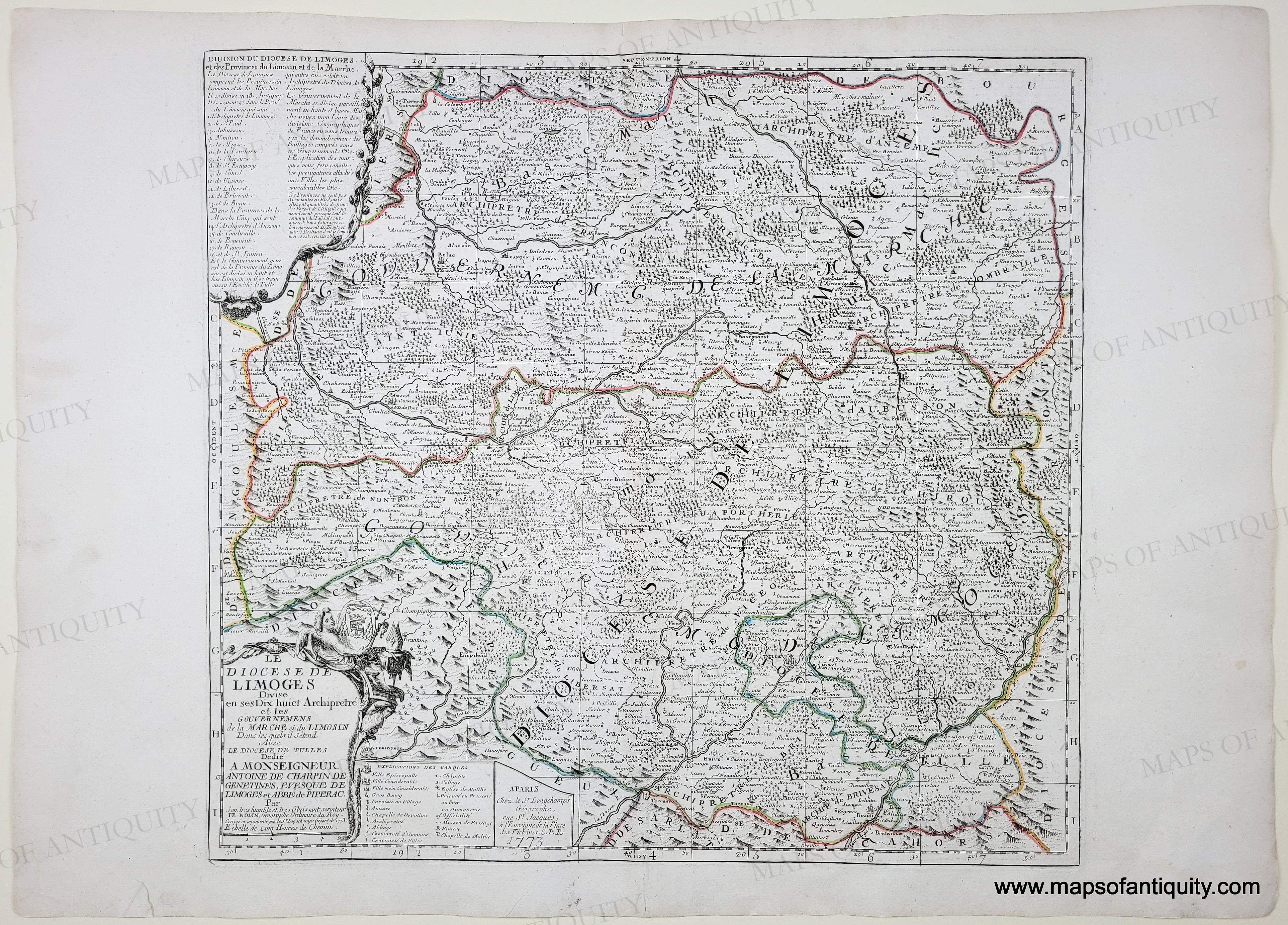 1775 - Southwest-central France near Limoges - Le Diocese de Limoges D ...
