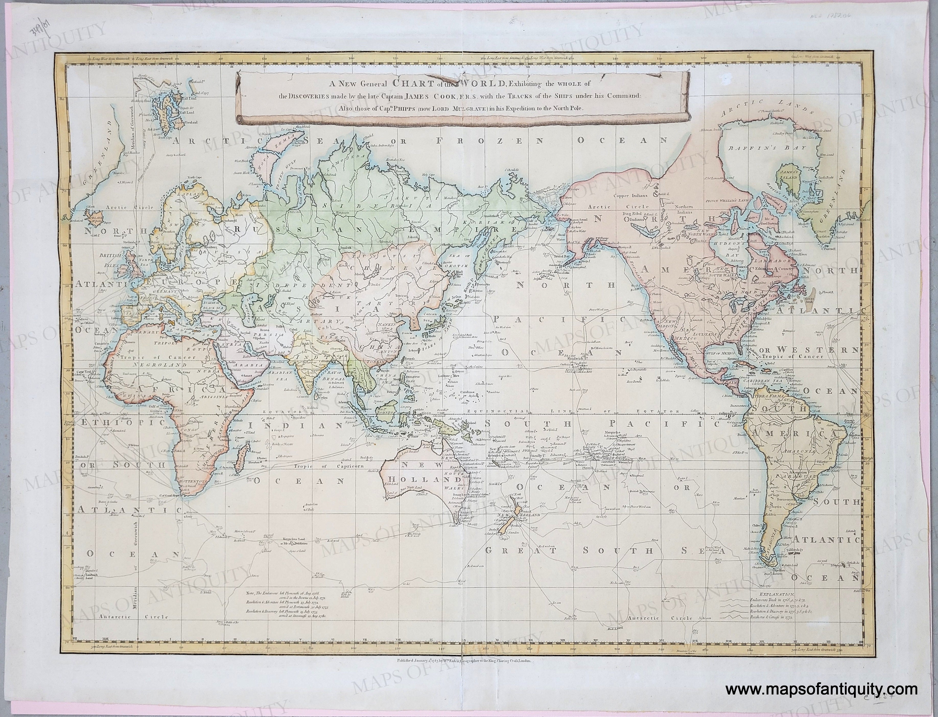 1787 - A New General Chart of the World, exhibiting the whole of the d ...