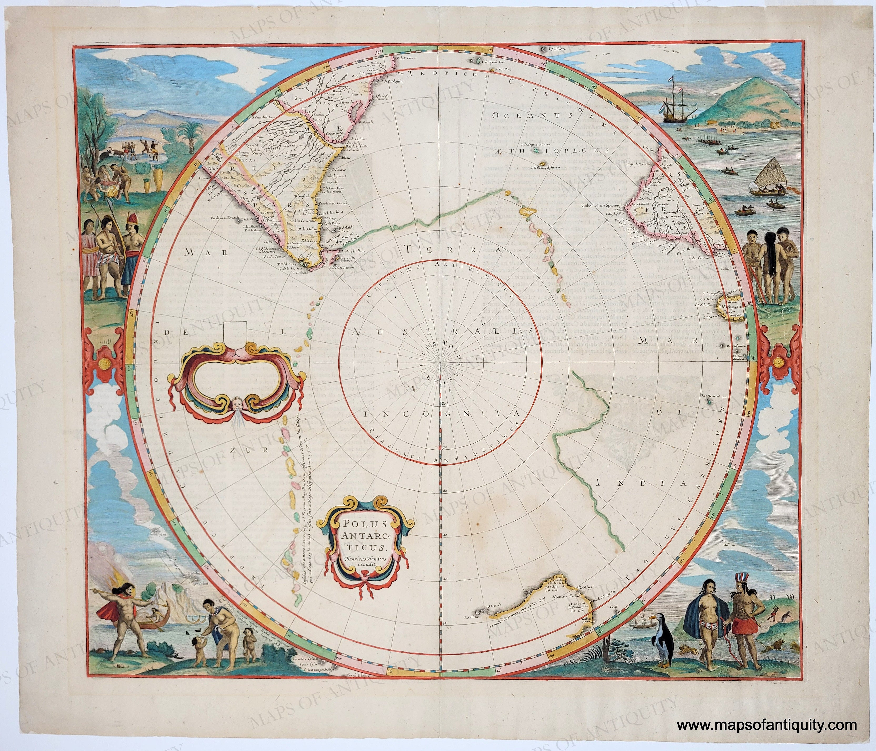 1640 - South Pole - Polus Antarcticus - Genuine Antique Map – Maps of ...