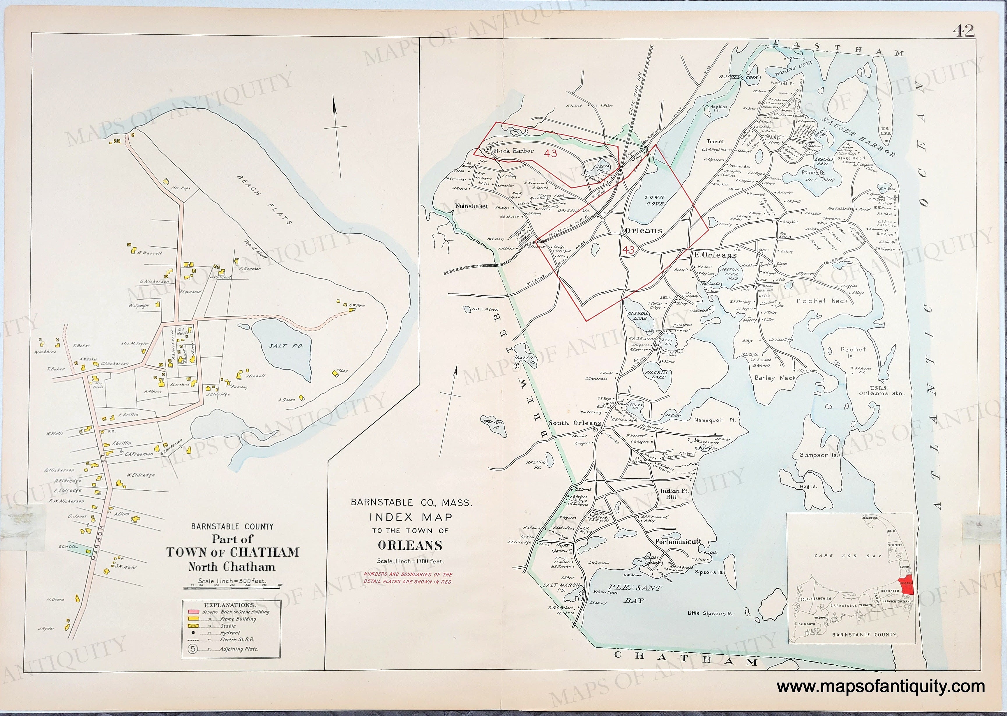 1910 - Index Map to the Town of Orleans, with North Chatham (MA). Plat ...