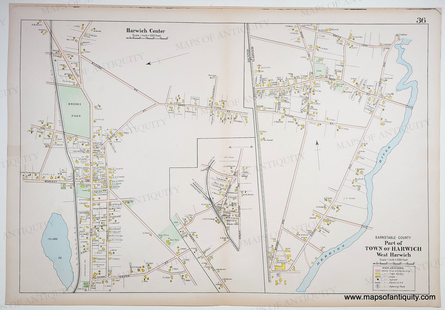 1910 - Plate 36. Part of Town of Harwich, Harwich Center, West Harwich ...