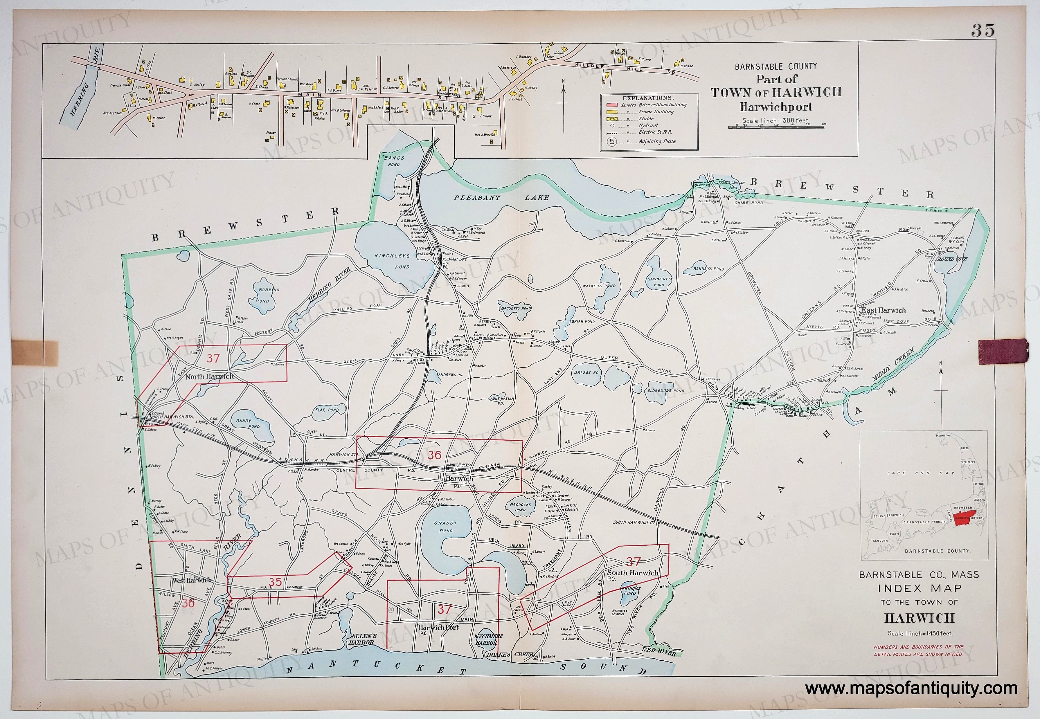 1910 - Plate 35. Part of Town of Harwich, Harwichport. Index map to th ...