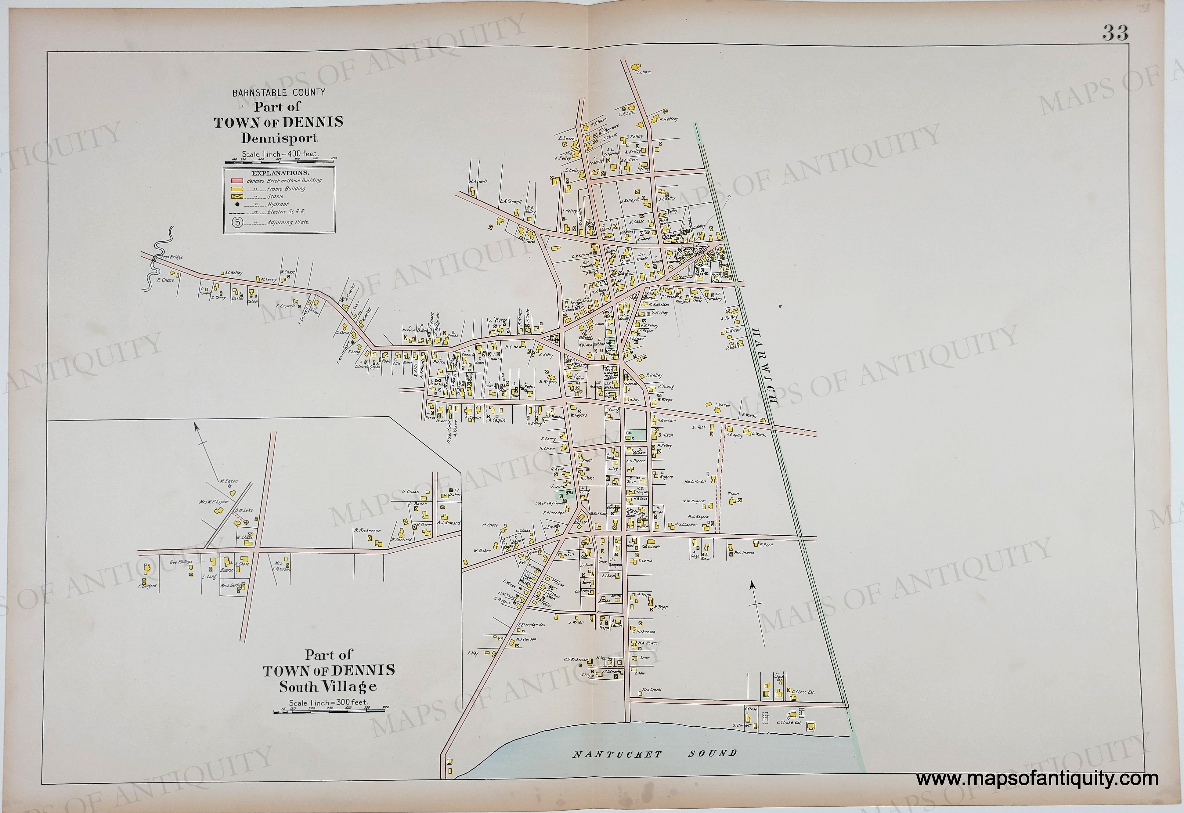 1910 - Plate 33. Part of Town of Dennis, Dennisport, South Village - G ...