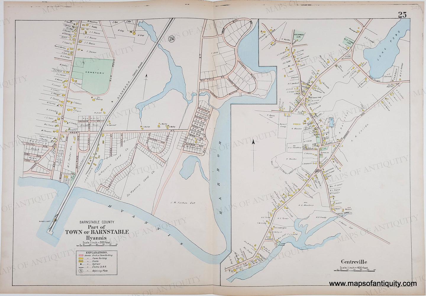 1910 - Plate 25. Part of Town of Barnstable, Hyannis, Centreville (Cen ...