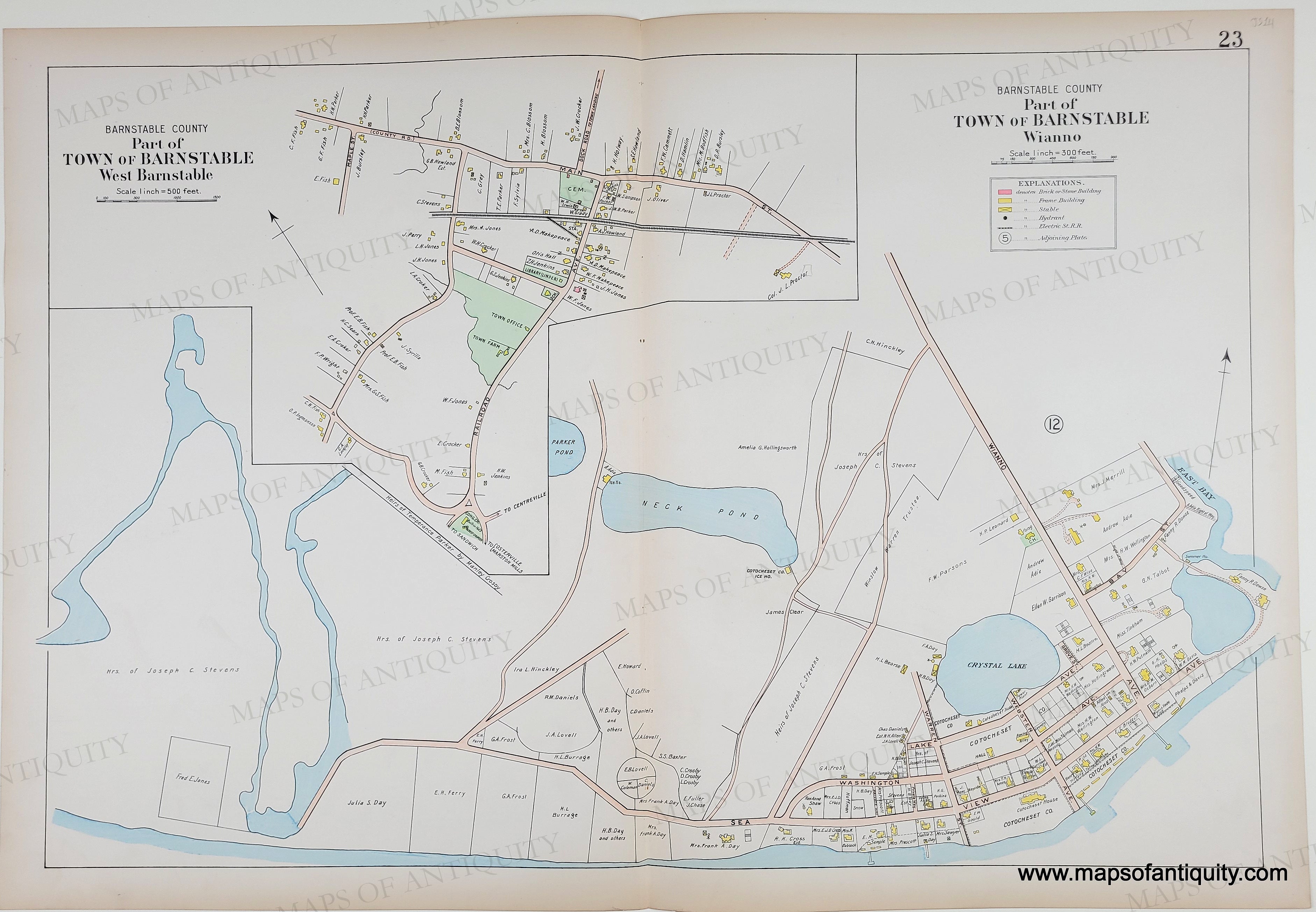1910 - Plate 23. Part of Town of Barnstable, West Barnstable, Wianno ...