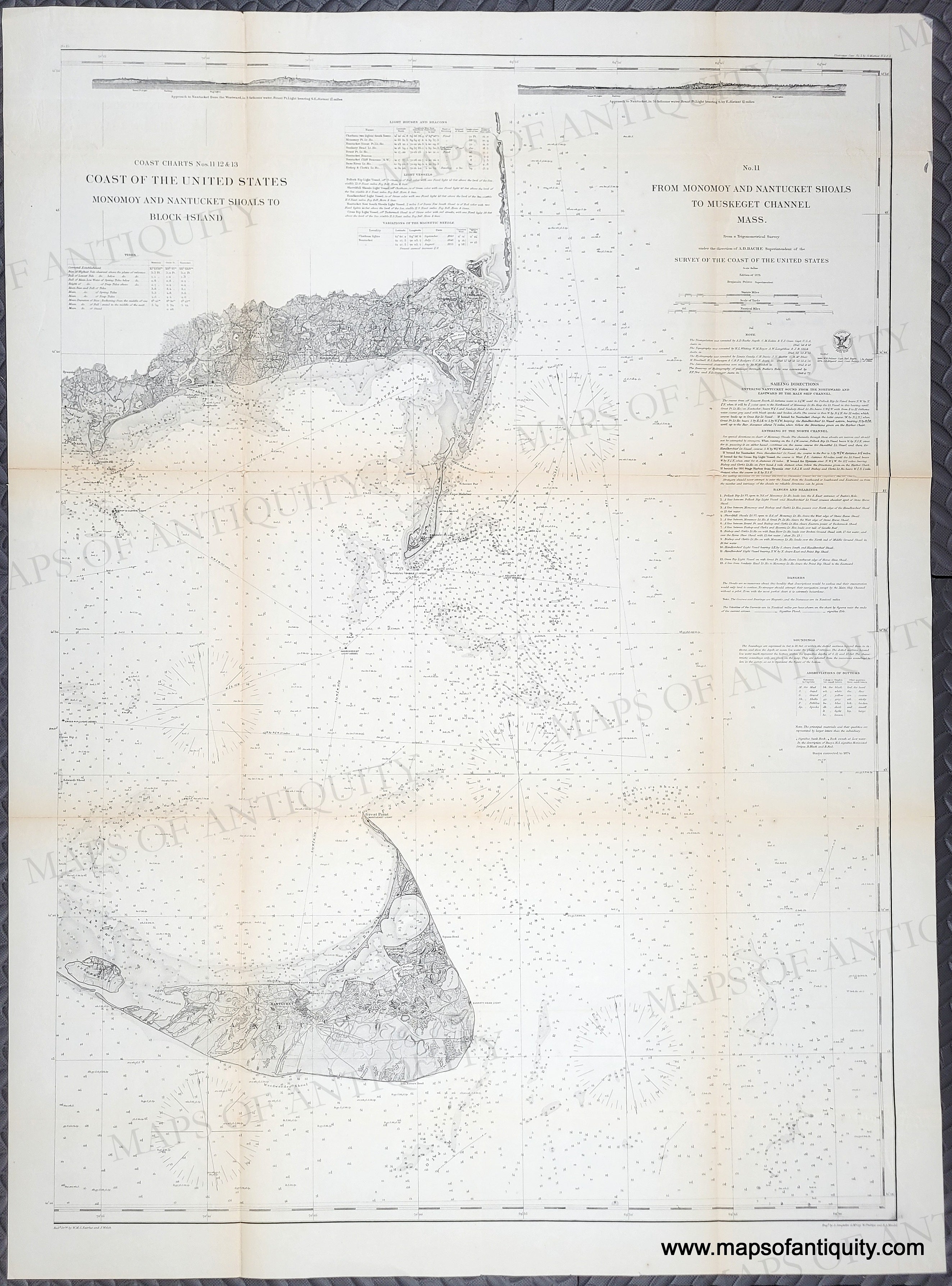 1874 - Coast Chart No. 11. From Monomoy and Nantucket Shoals to Muskeg ...