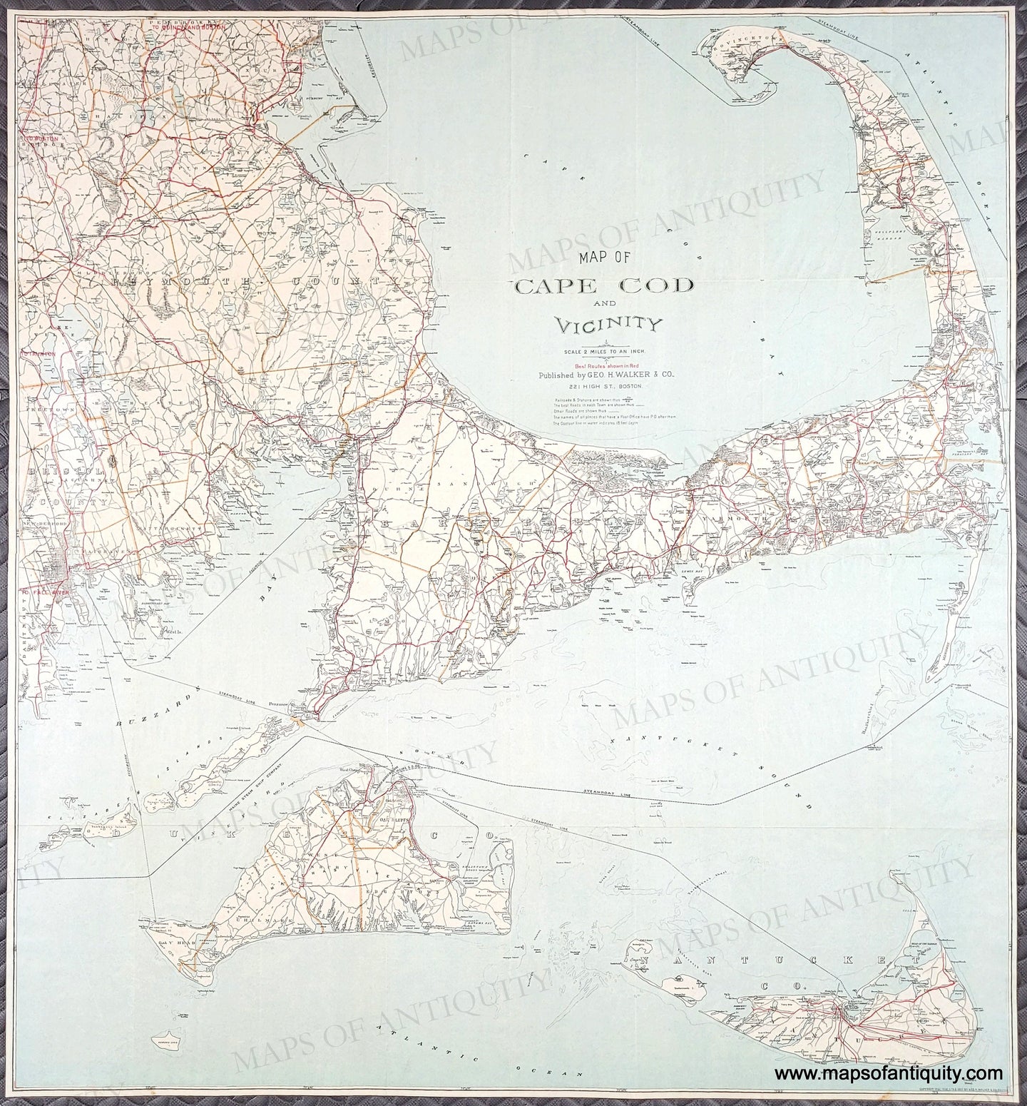 1907 - Map of Cape Cod and Vicinity - Genuine Antique Map – Maps of ...