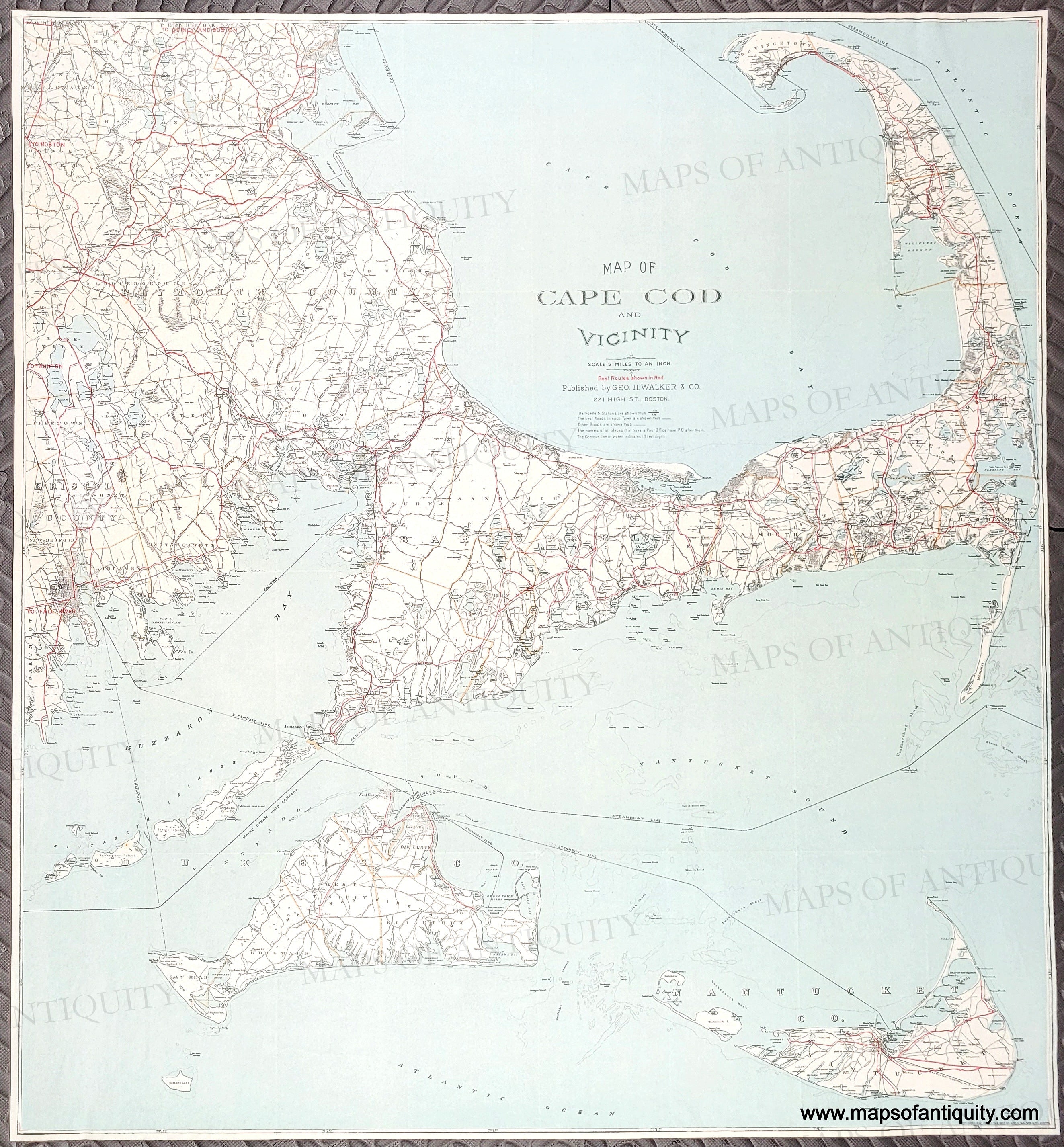 1907 - Map of Cape Cod and Vicinity - Genuine Antique Map – Maps of ...