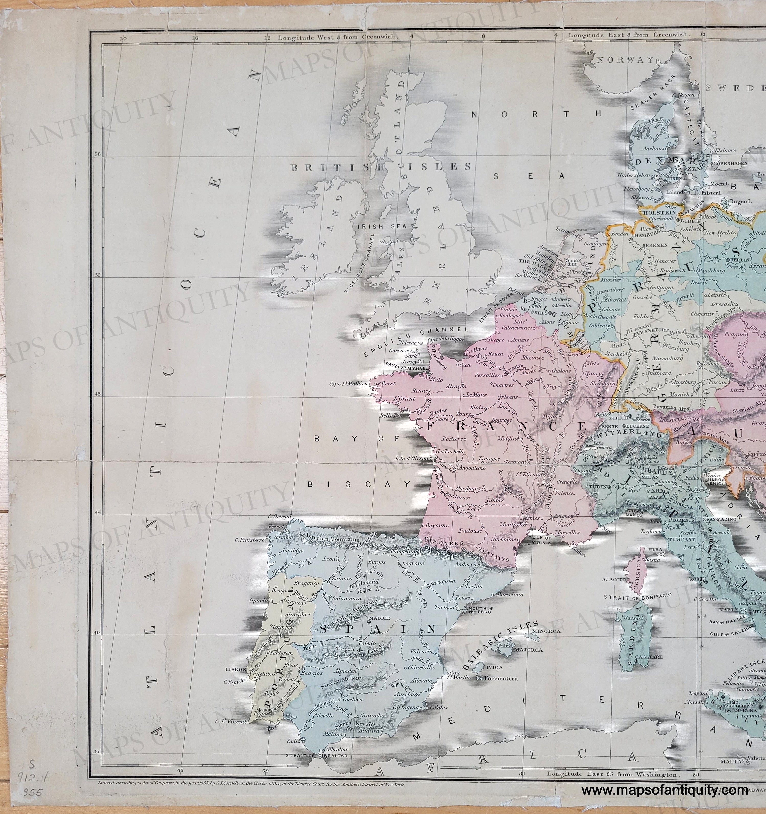 1855 - Western, Central, and Southern Continental Europe - Genuine Ant ...