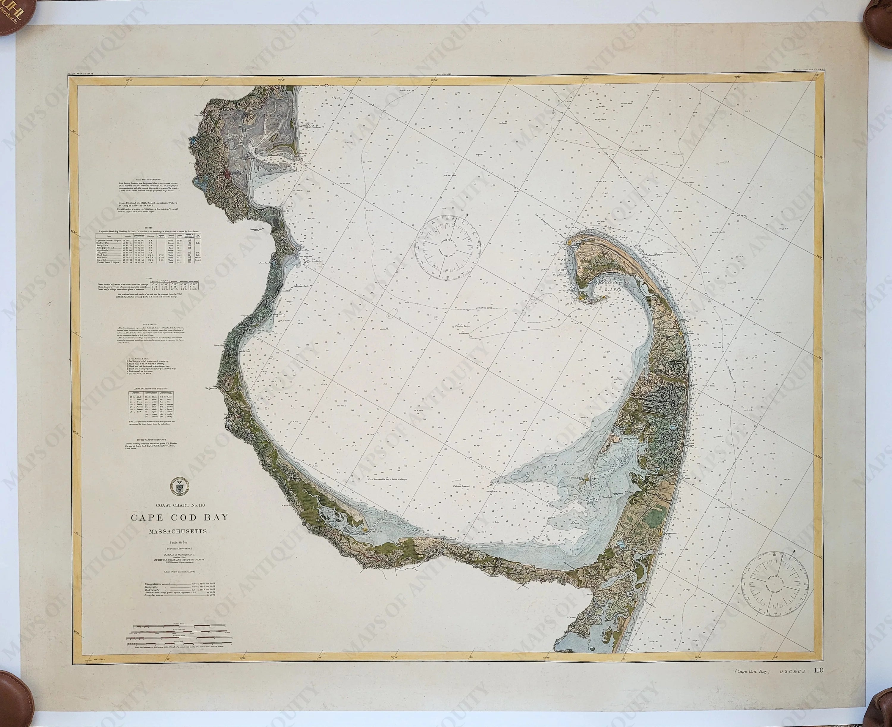 Cape Cod Bay Massachusetts Coast Chart 110 - Reproduction Map – Maps of ...