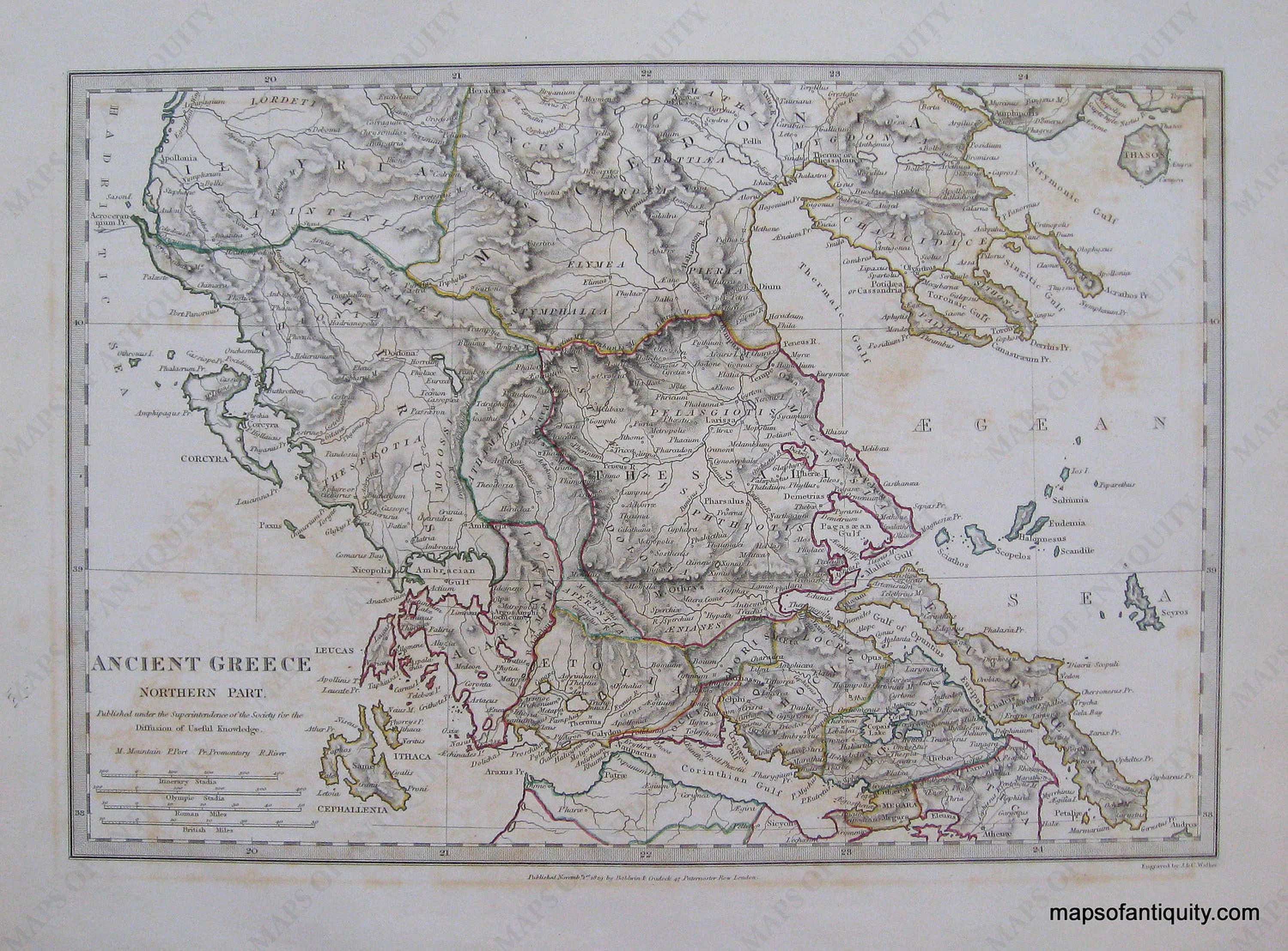1829 - Ancient Greece, Northern Part - Antique Map – Maps of Antiquity