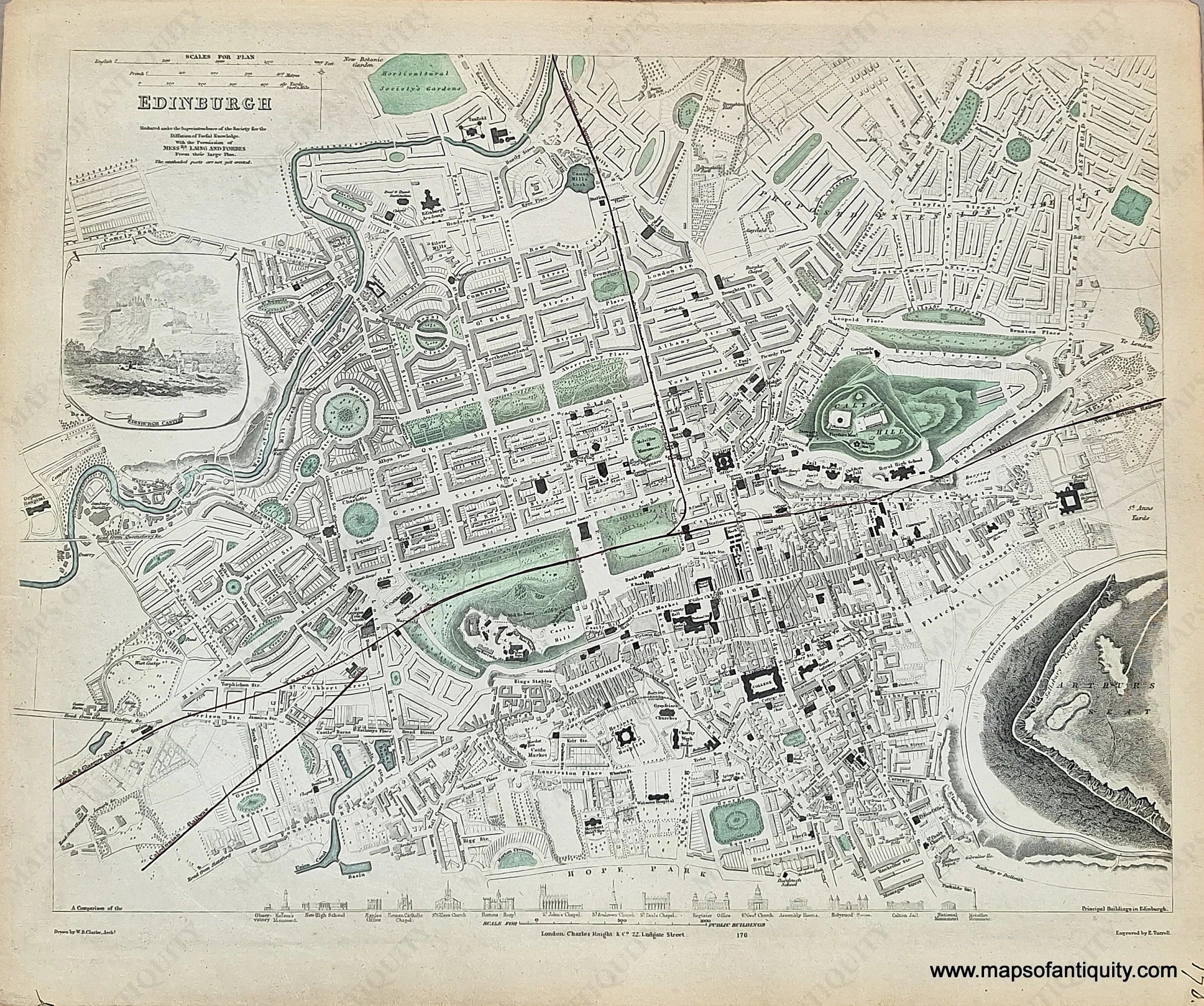 1850 - Edinburgh - Antique Map – Maps of Antiquity