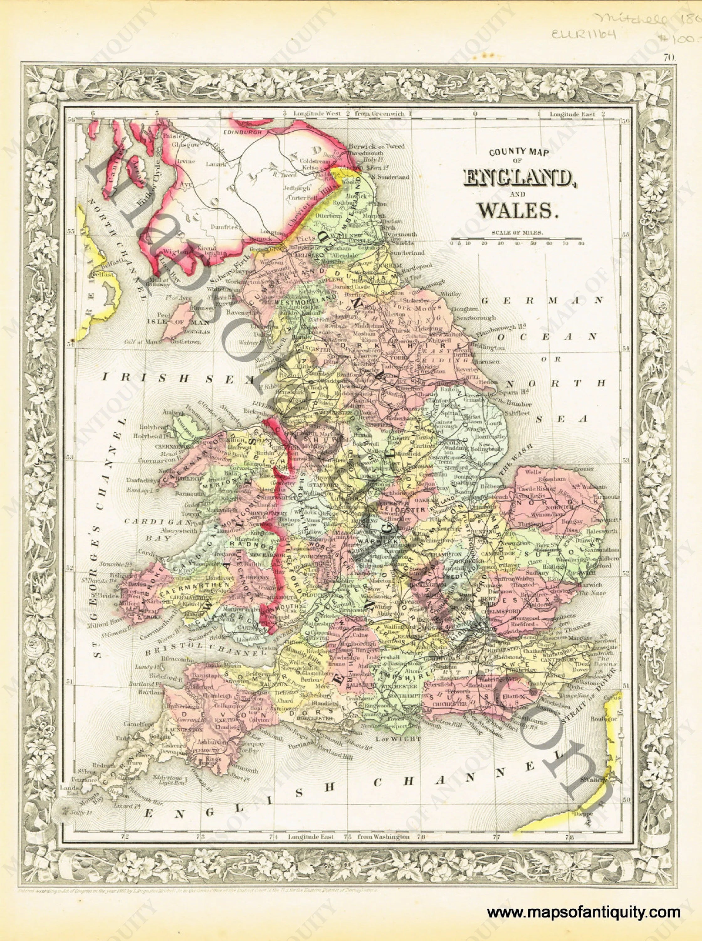 1863 - County Map of England and Wales. - Antique Map – Maps of Antiquity