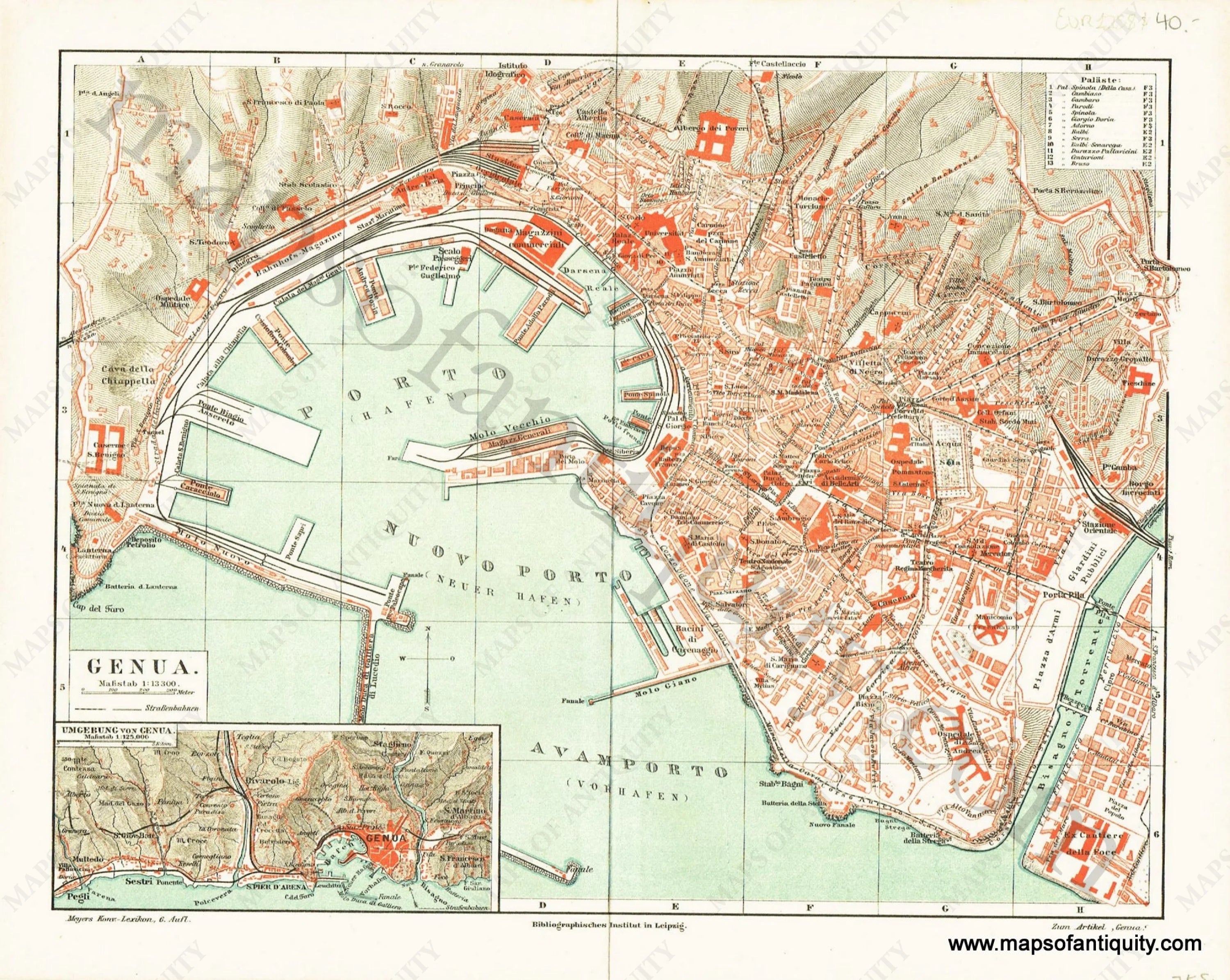 1900 - Genua - Genoa - Antique Map – Maps of Antiquity