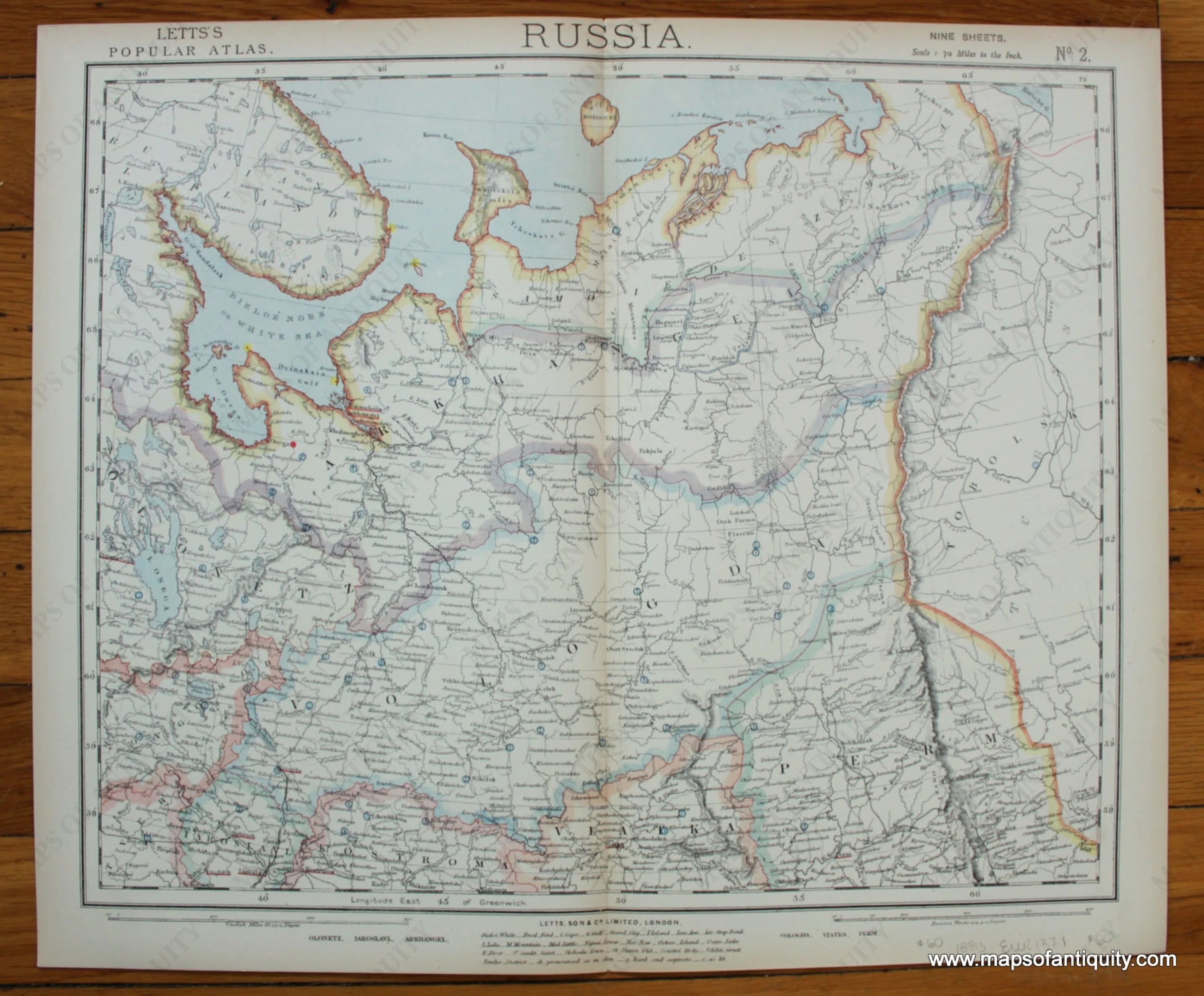 1883 - Russia, Sheet Two of Nine - Antique Map – Maps of Antiquity
