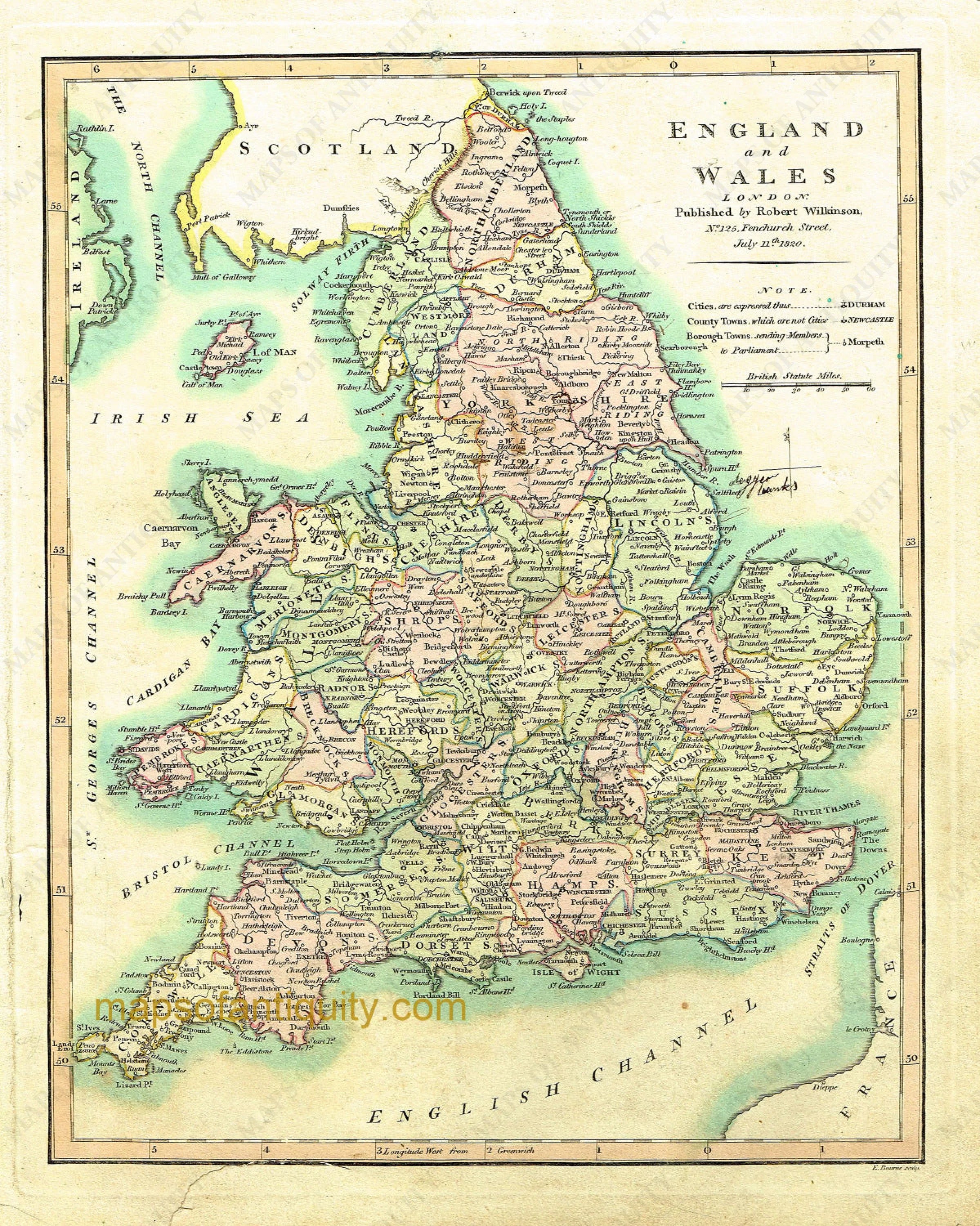1827 - England and Wales - Antique Map – Maps of Antiquity