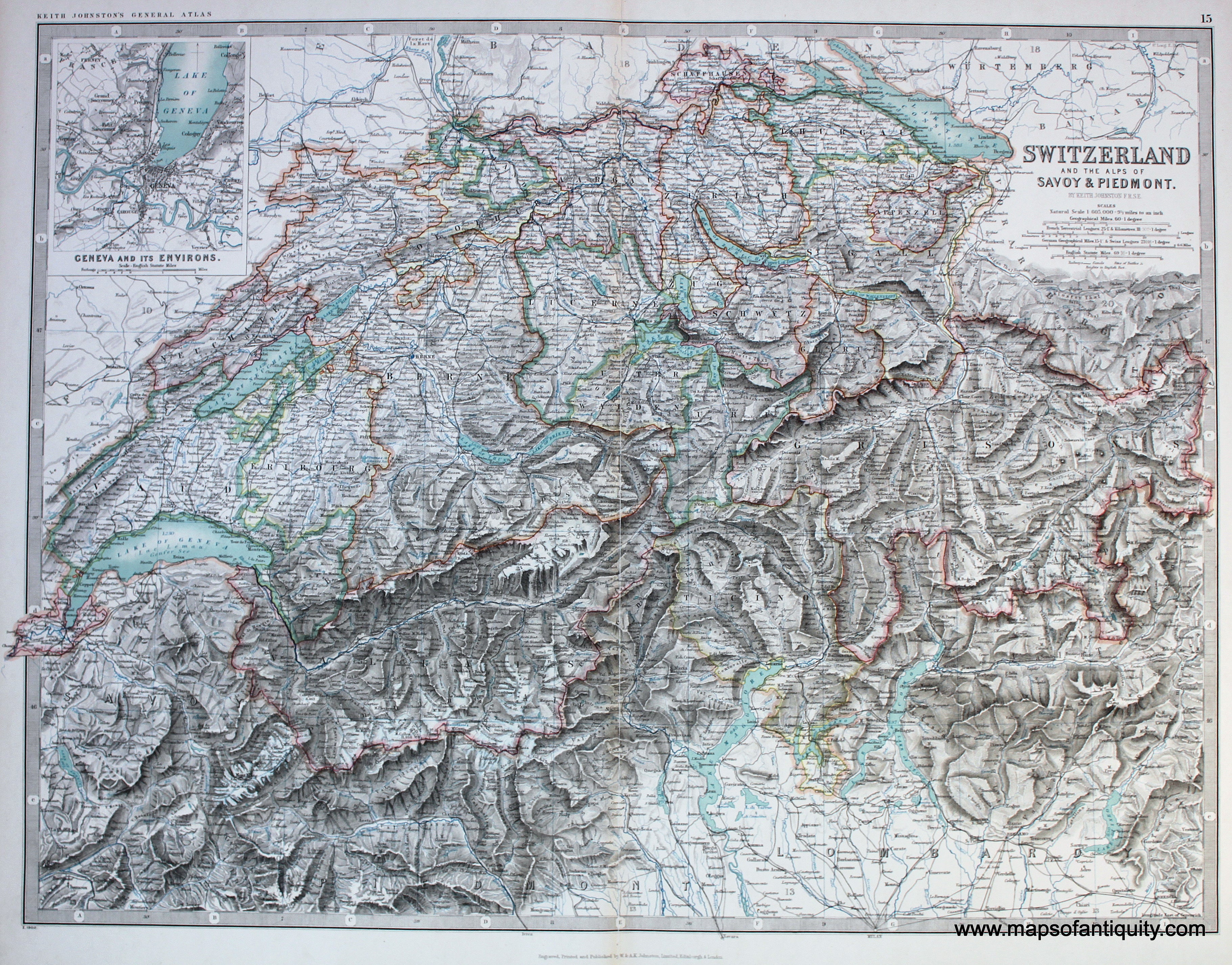 1904 - Switzerland and the Alps of Savoy & Piedmont. - Antique printed ...