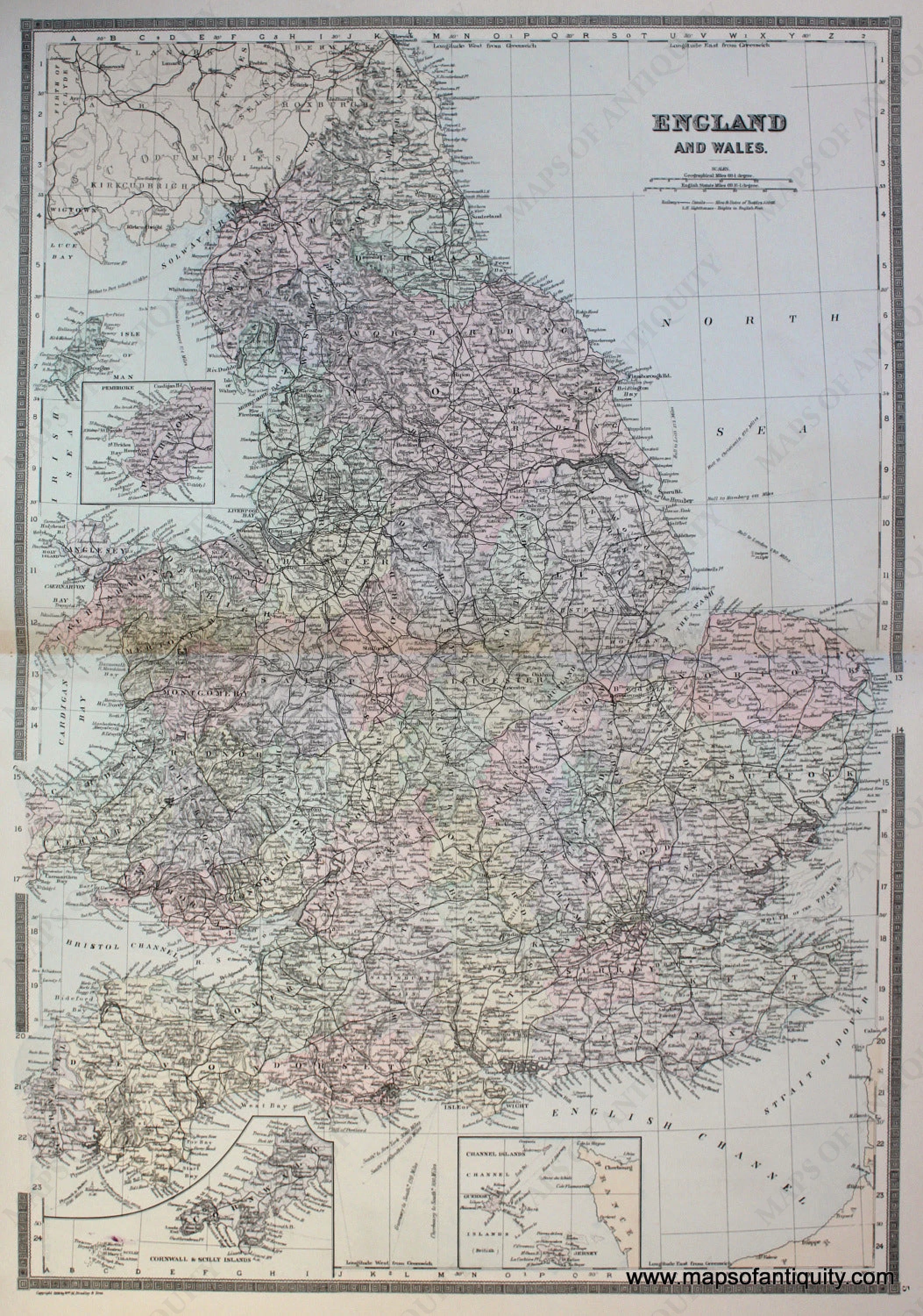1887 - England and Wales - Antique Map – Maps of Antiquity