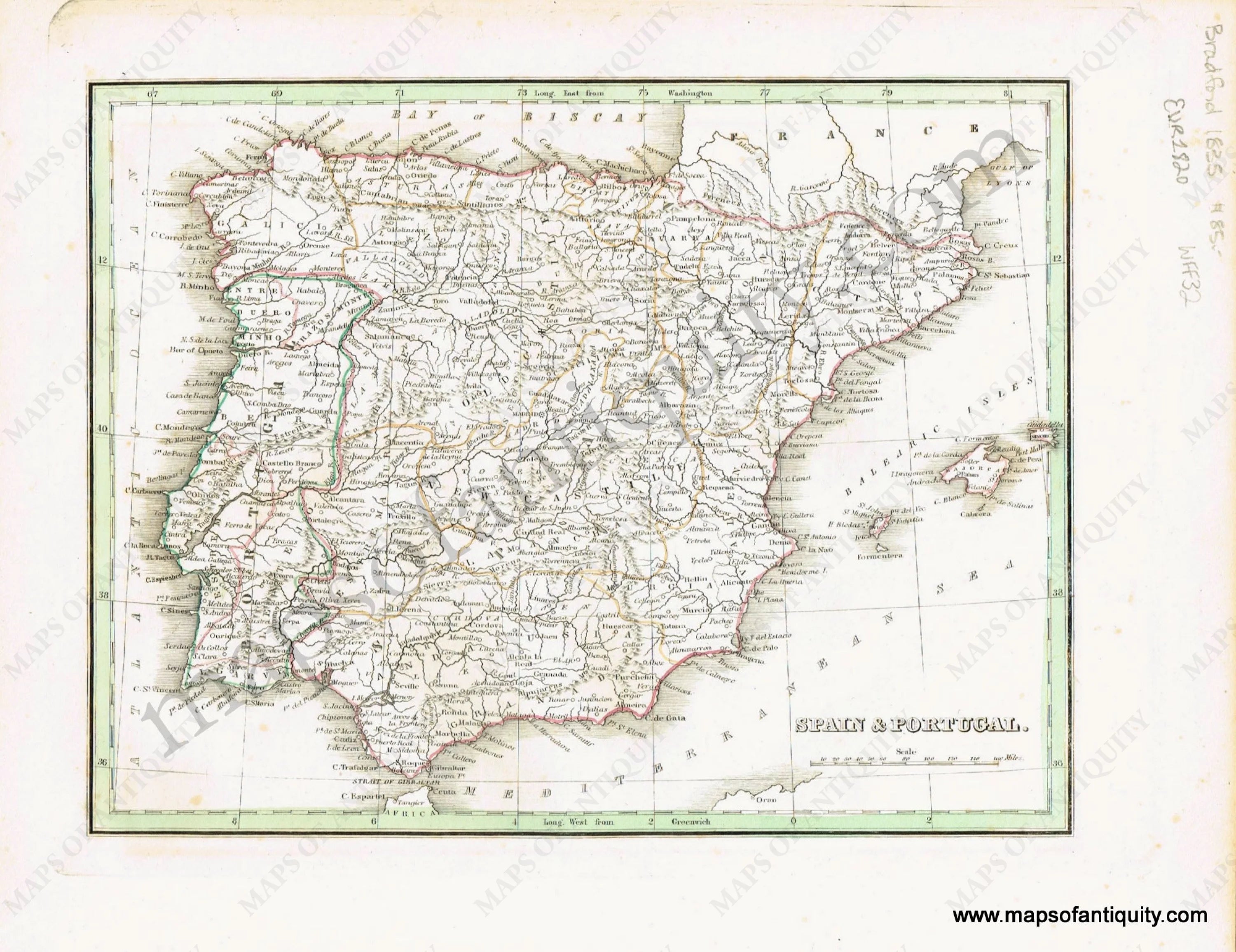 1835 - Spain & Portugal. - Antique Map – Maps of Antiquity