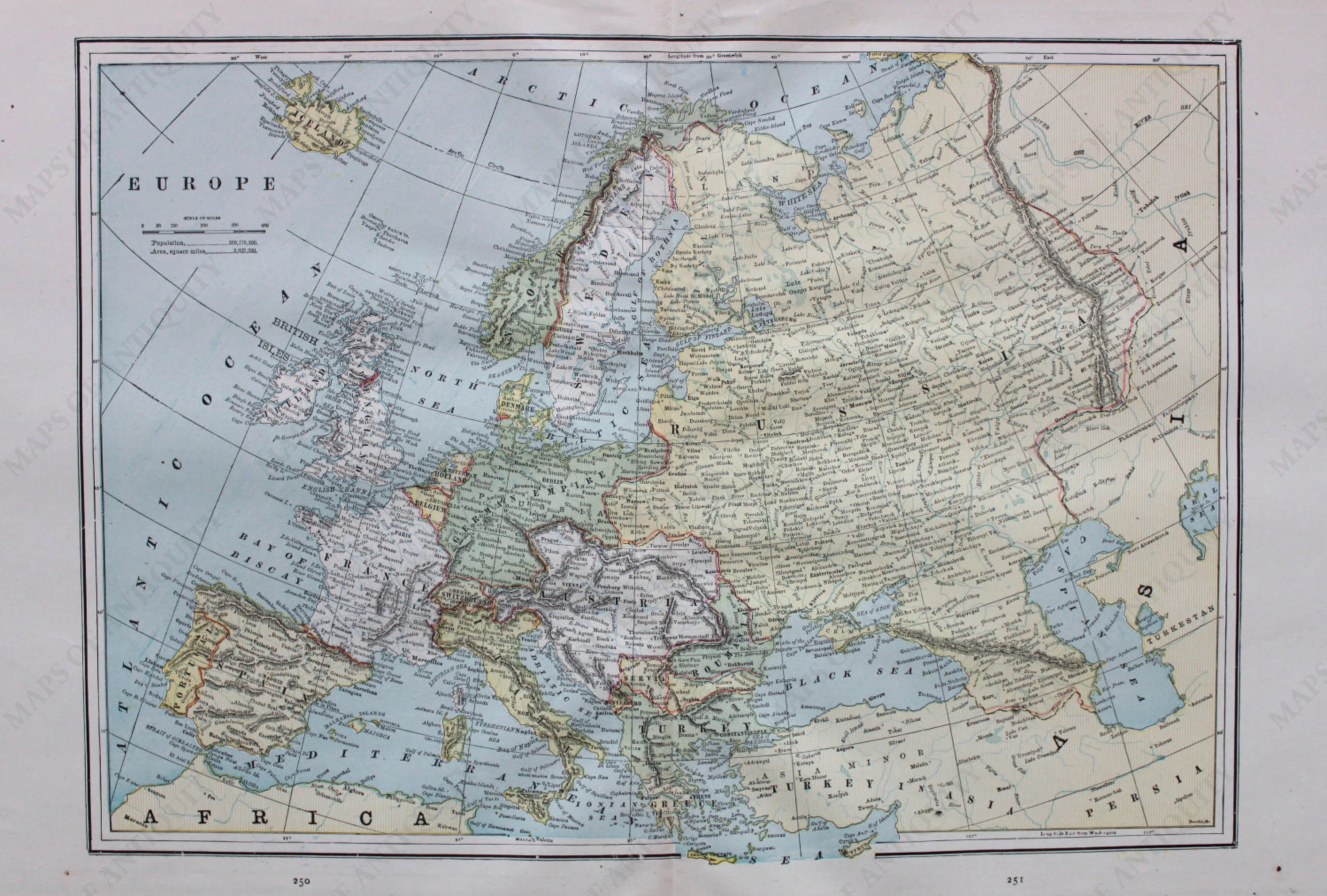 1894 - Europe, verso: Europe showing the general directions of the Bar ...