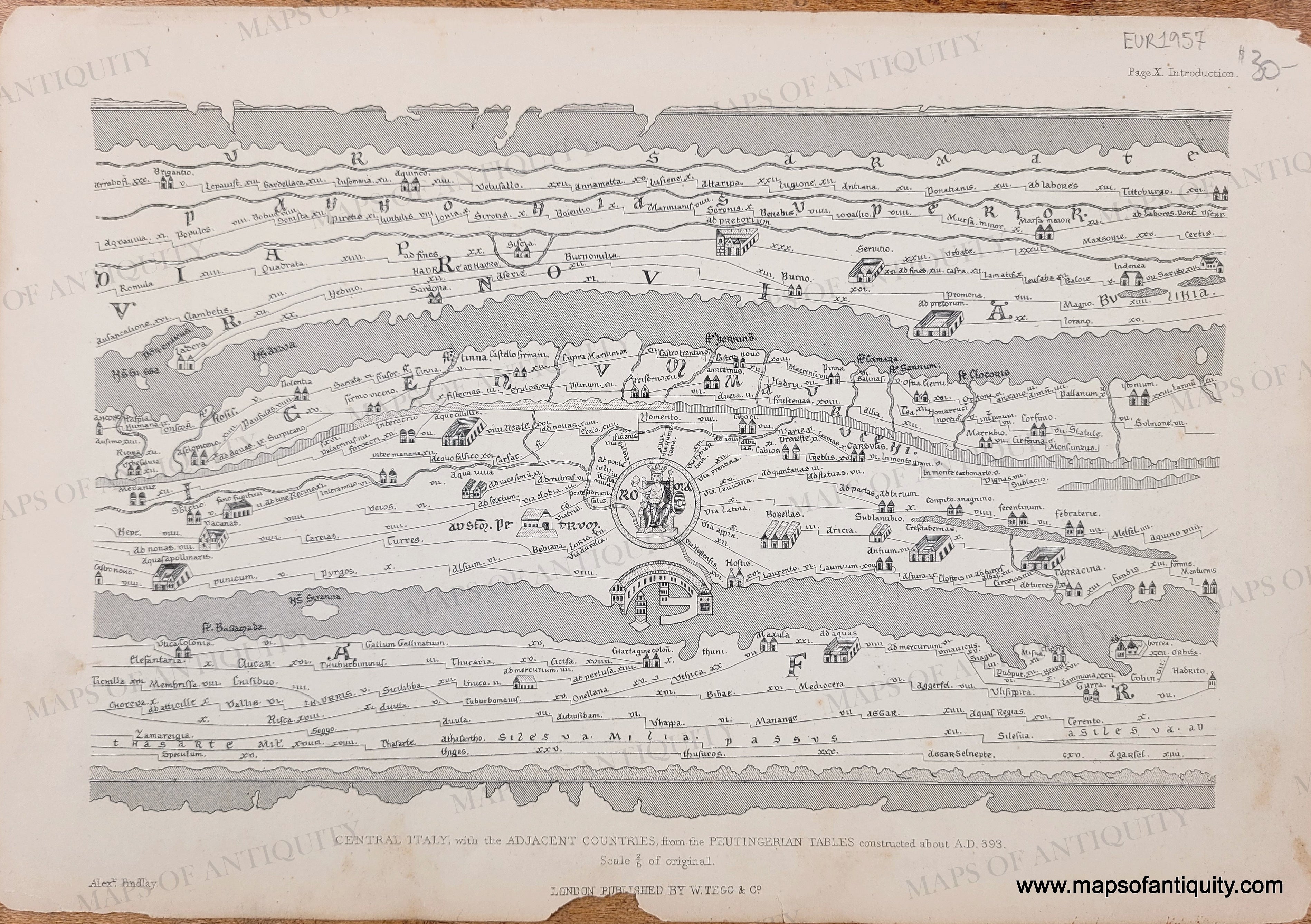 1840 Genuine Antique Map Central Italy, with the Adjacent Countries ...