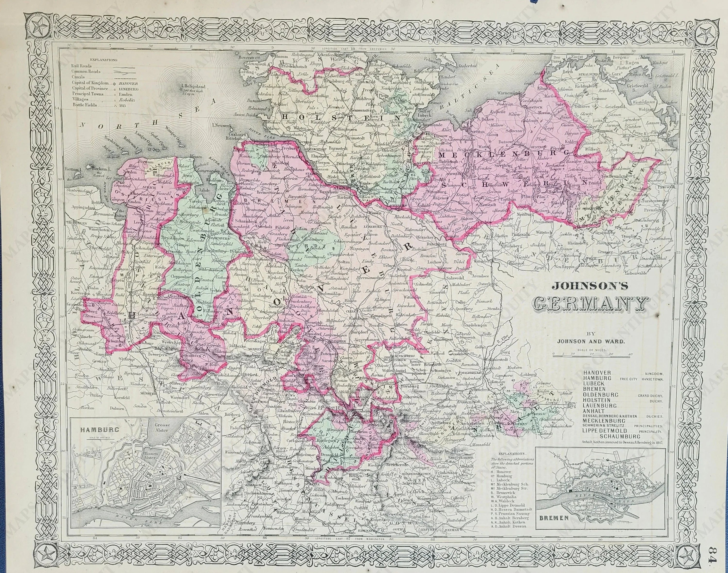 1864 - Johnson's Germany - Antique Map – Maps of Antiquity