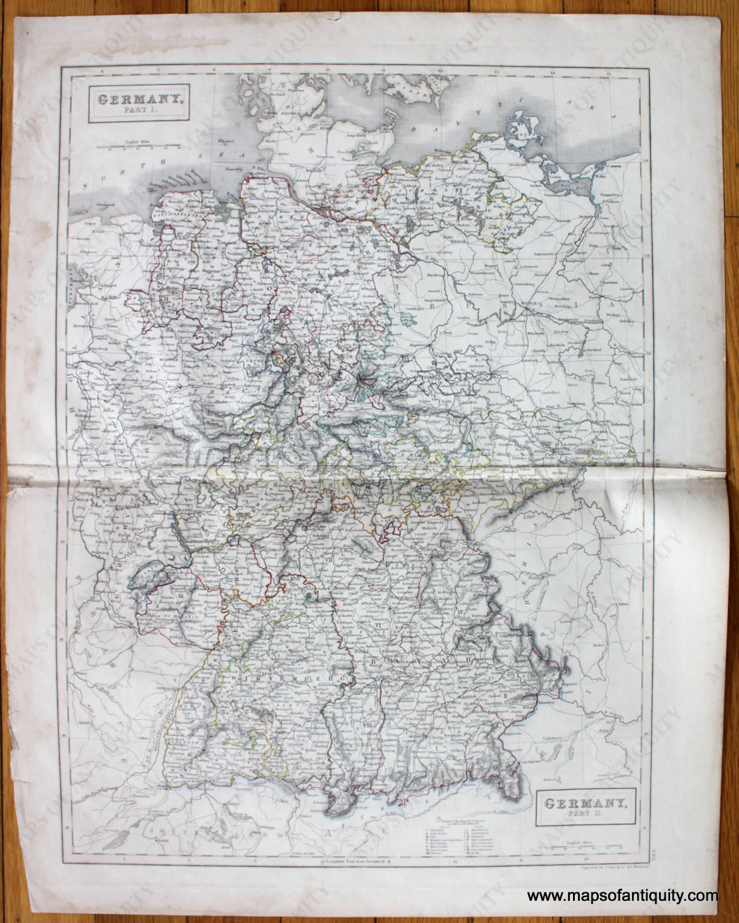 1844 - Germany, Part I. Germany, Part II. - Antique Map – Maps of Antiquity