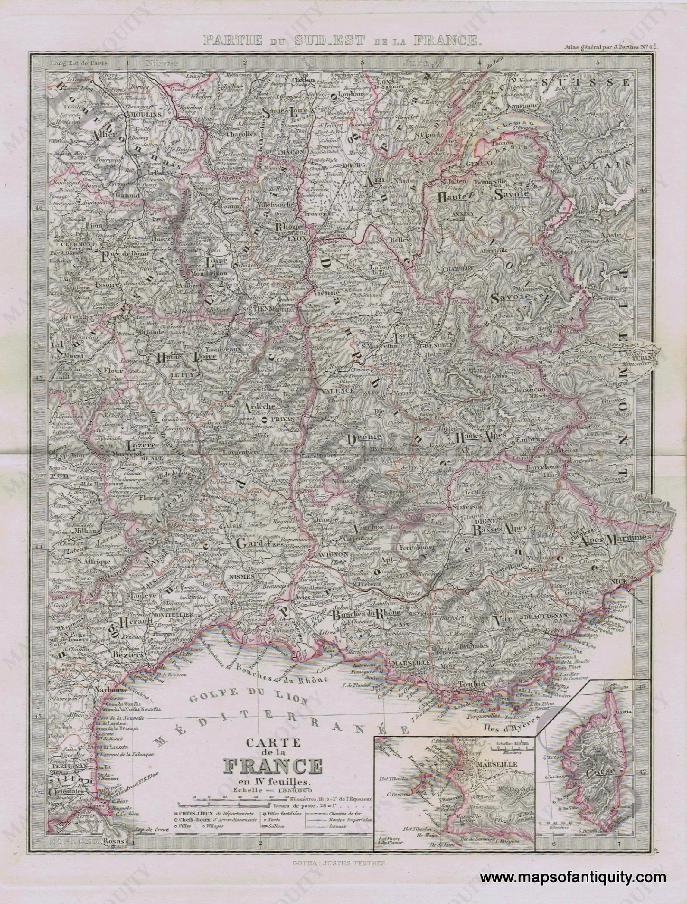 1871 - France - Partie du Sud-Est de la France - Antique Map – Maps of ...