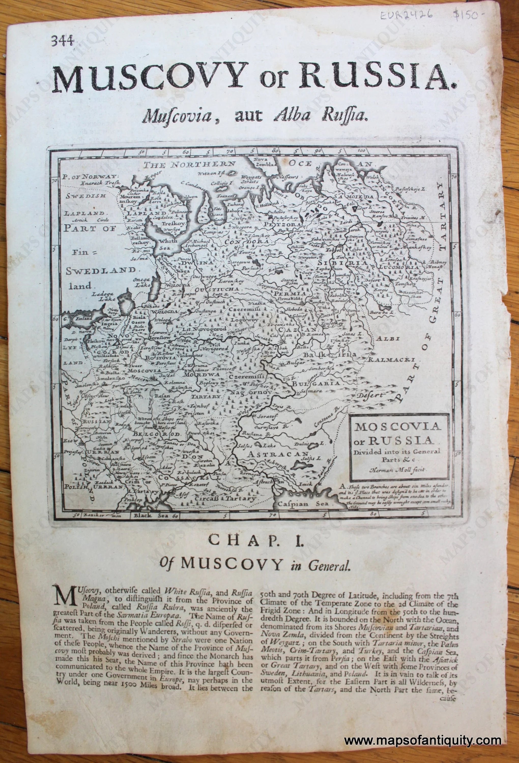 1723 - Moscovia or Russia, Divided into its General Parts &c. - Antiqu ...