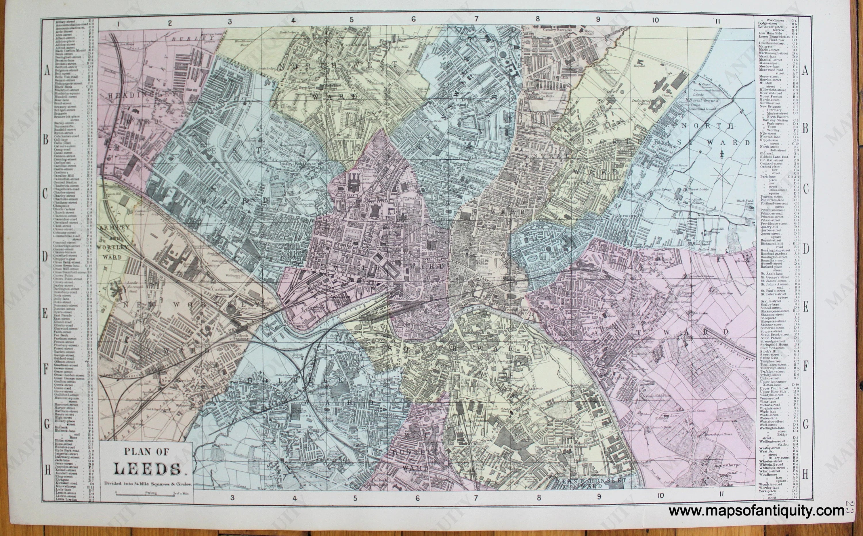1890 - Plan of Leeds - Antique Map – Maps of Antiquity