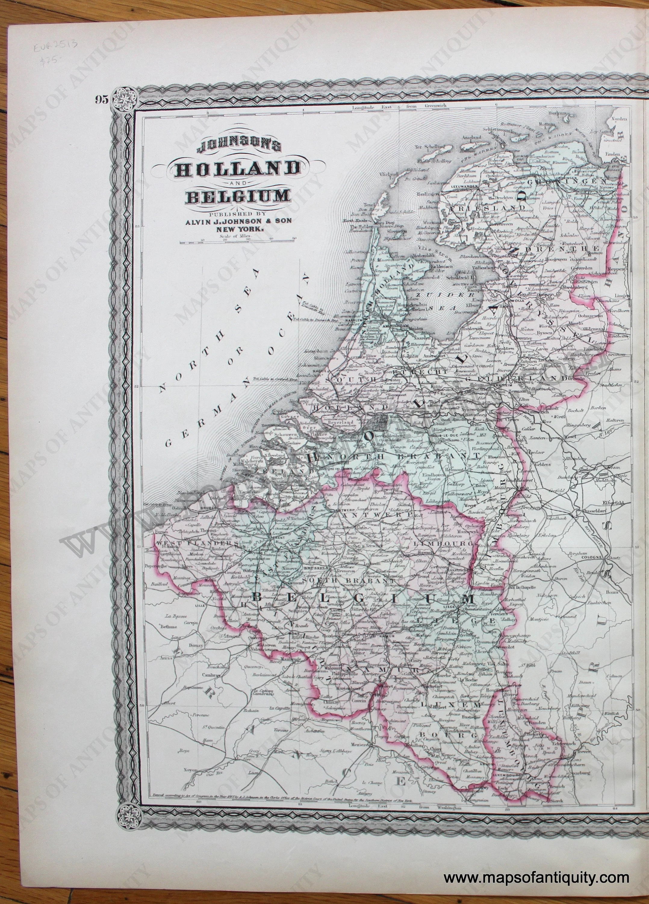 1880 - Johnson's Holland and Belgium - Antique Map – Maps of Antiquity