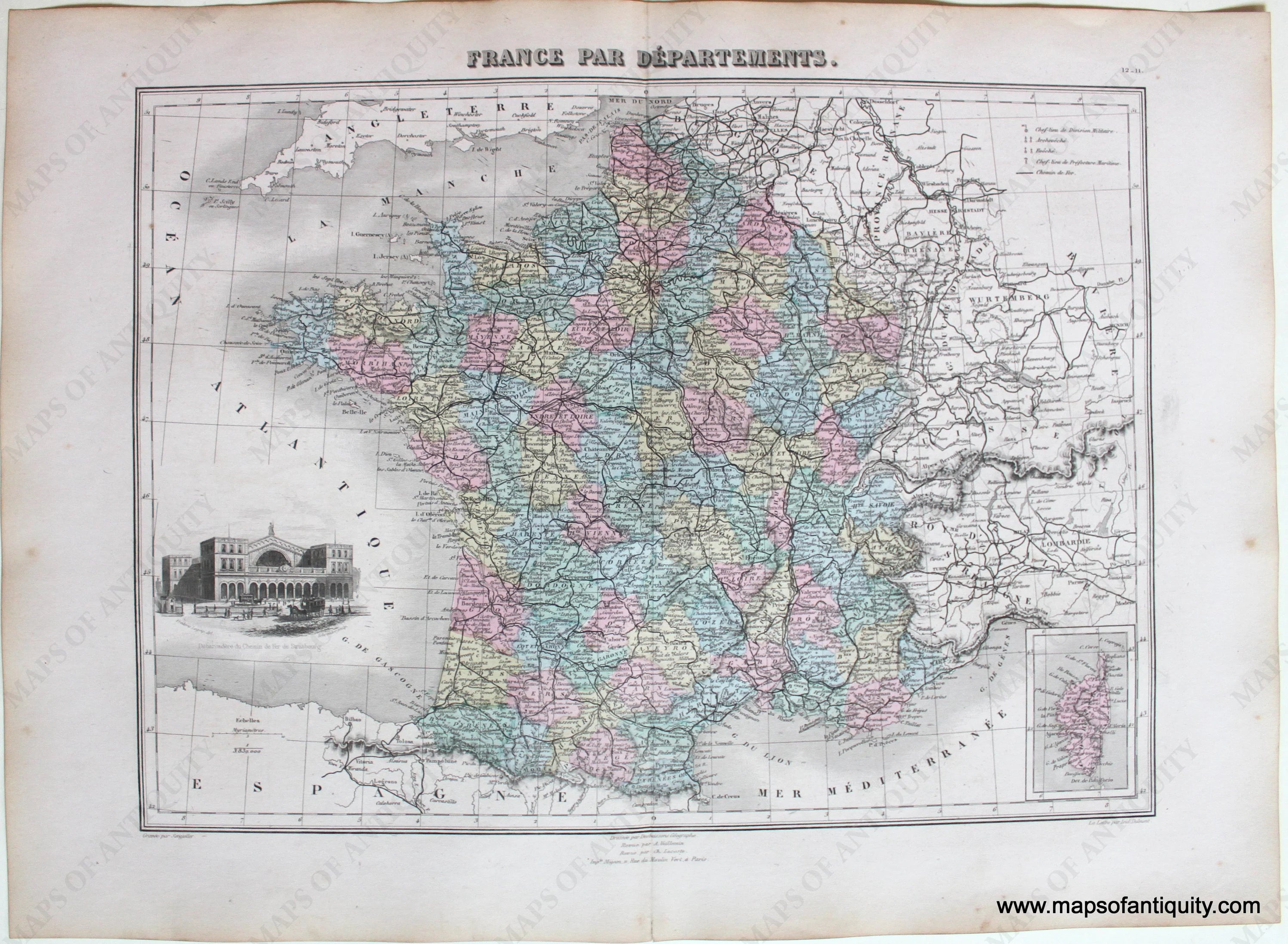 1883 - France Par Departements. - Antique Map – Maps of Antiquity