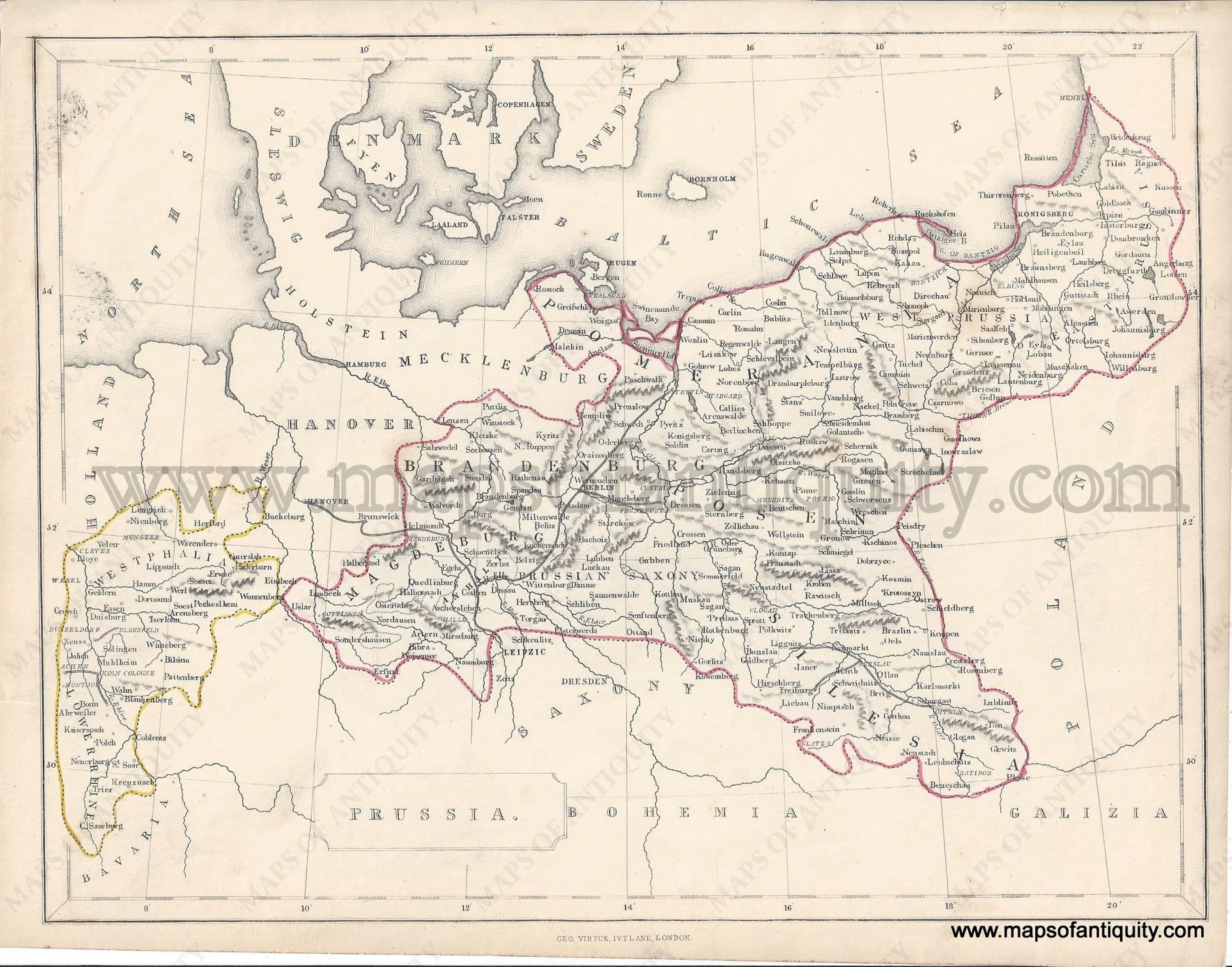 1840 - Prussia - Antique Map – Maps of Antiquity