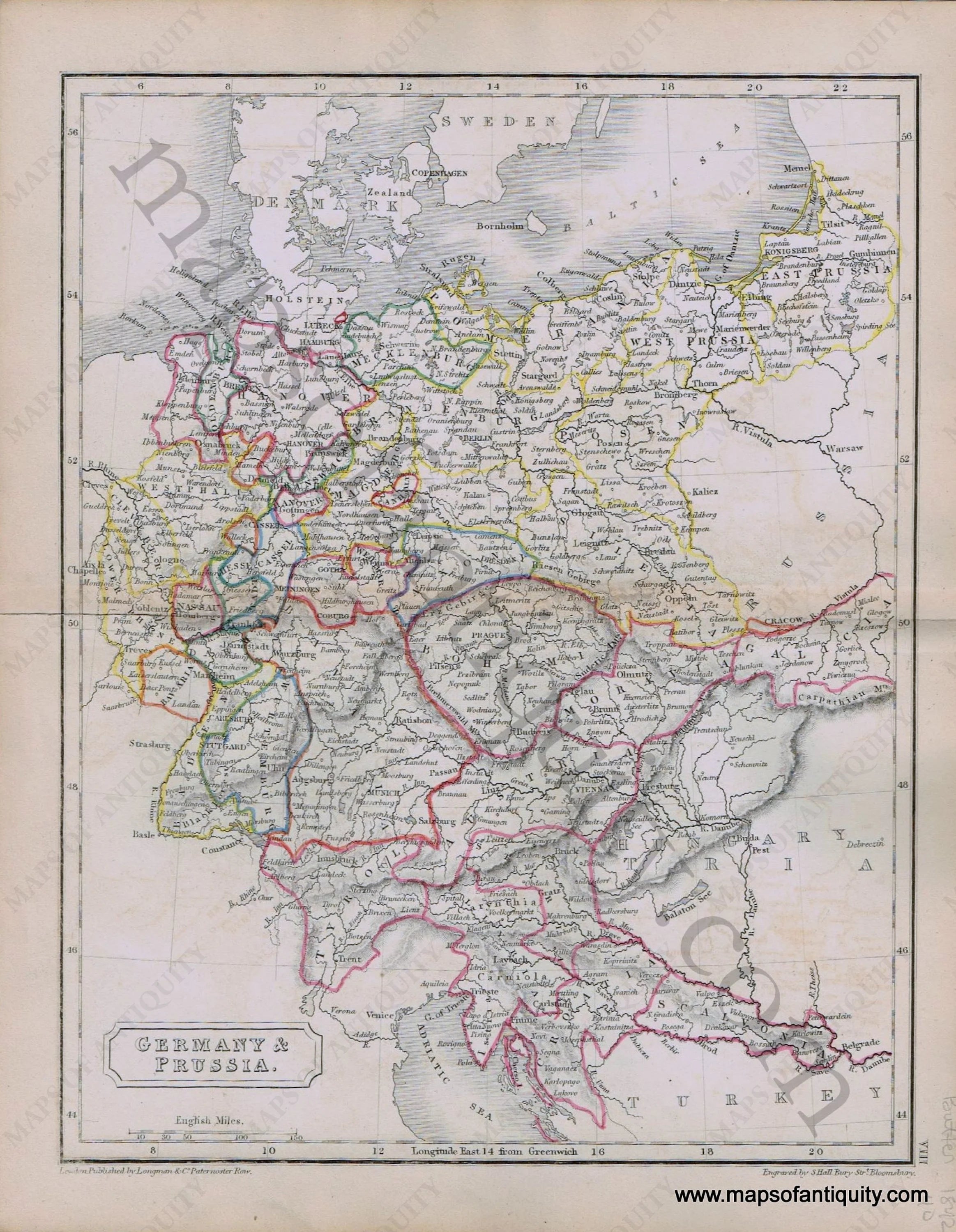 1842 - Germany & Prussia. - Antique Map – Maps of Antiquity
