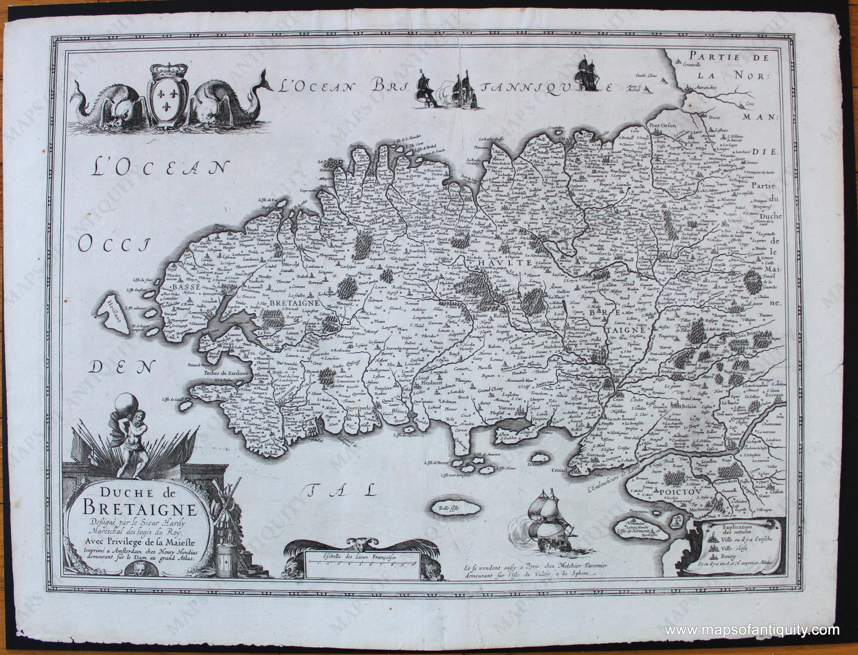 1630 - Brittany, France - Duche de Bretaigne - Antique Map – Maps of ...