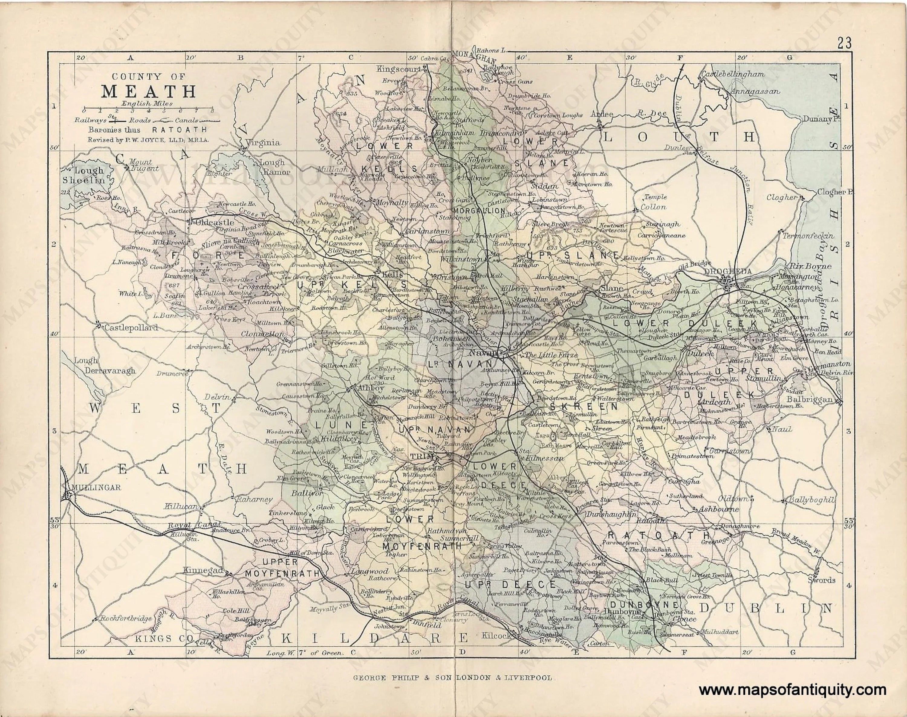 1884 - County of Meath (Ireland)- Antique Map – Maps of Antiquity