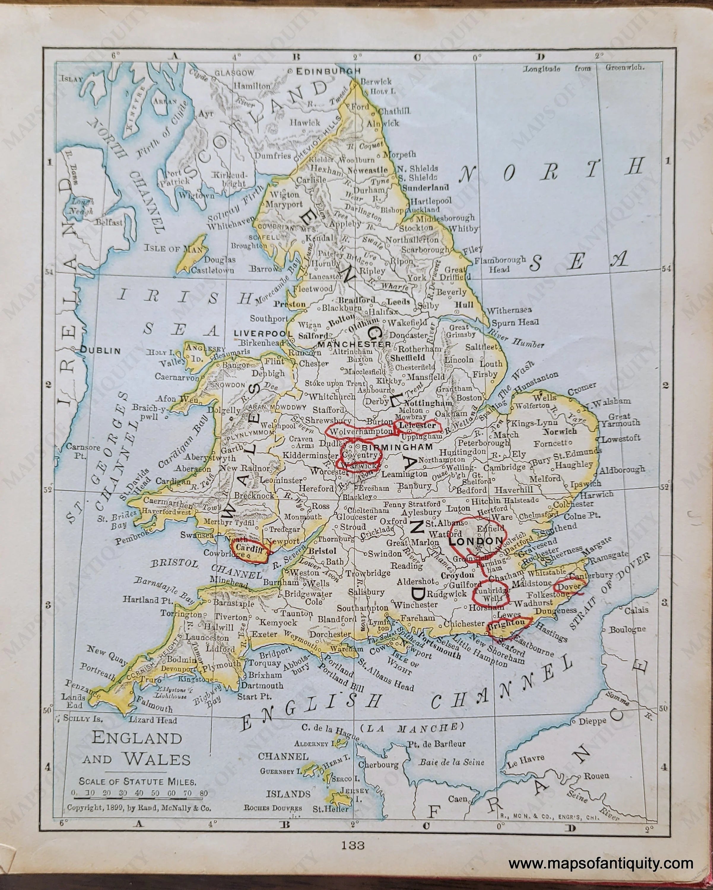 1900 - England and Wales - Antique Map – Maps of Antiquity