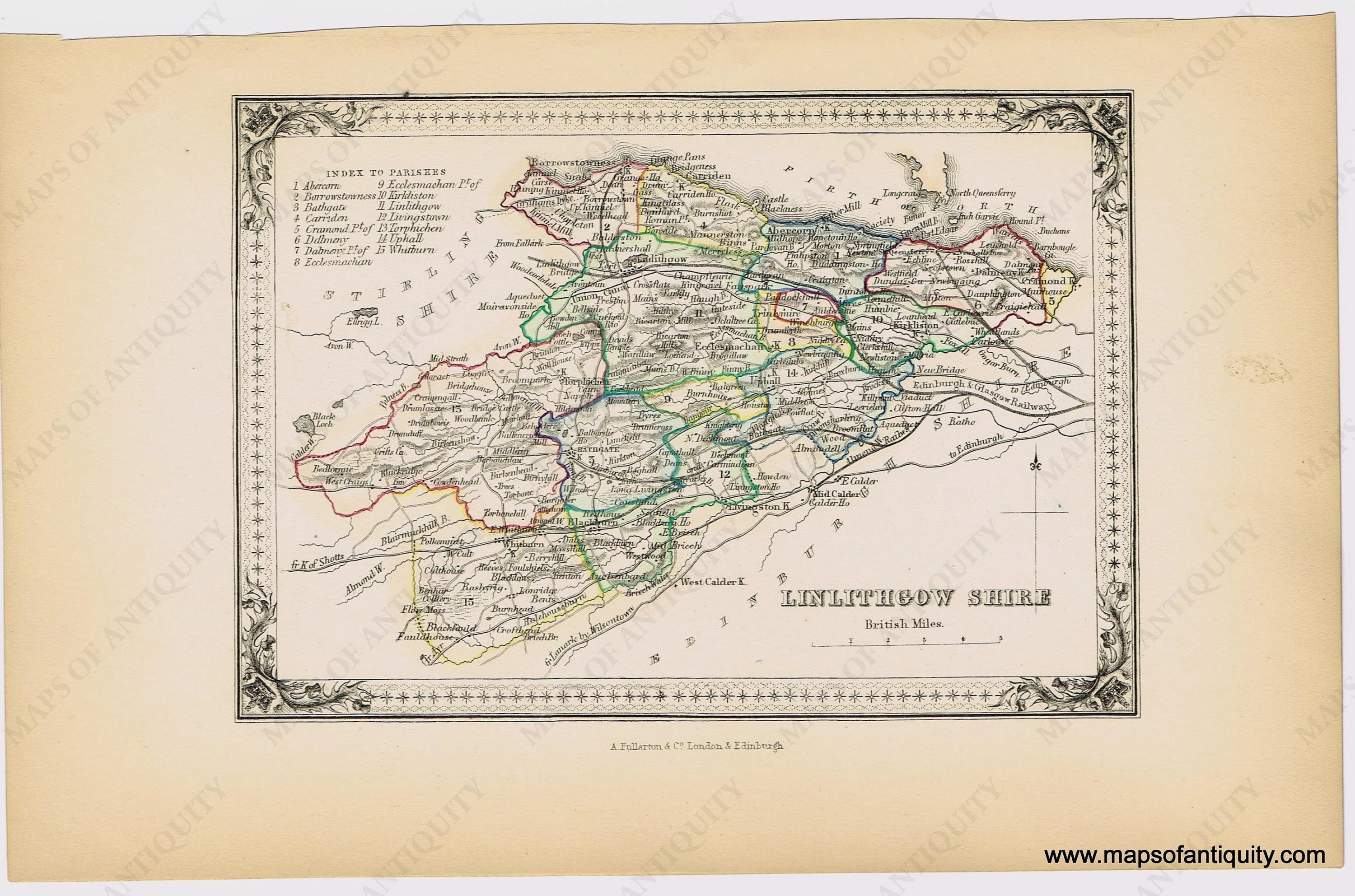 1855 - Linlithgow Shire - Antique Map – Maps of Antiquity