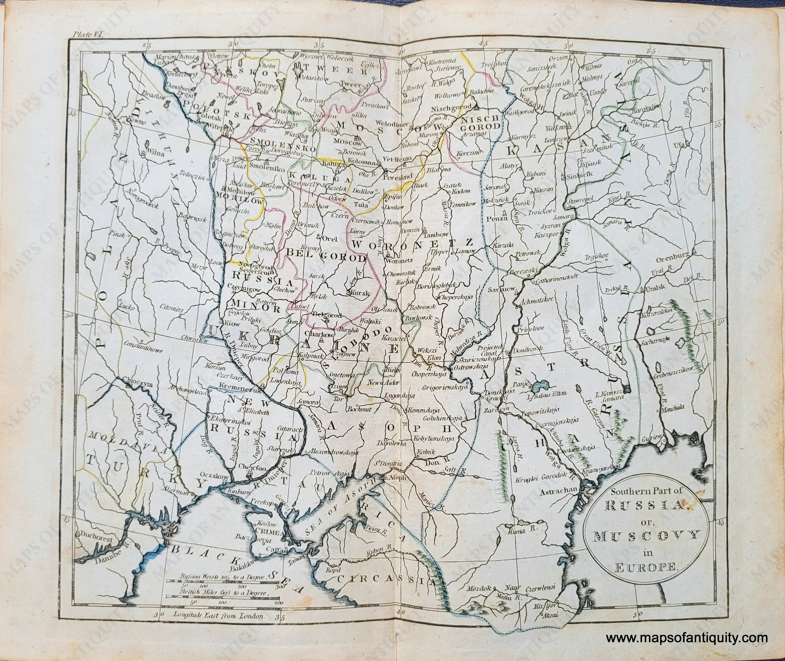 1800 - Southern Part of Russia, or Muscovy in Europe - Antique Map ...