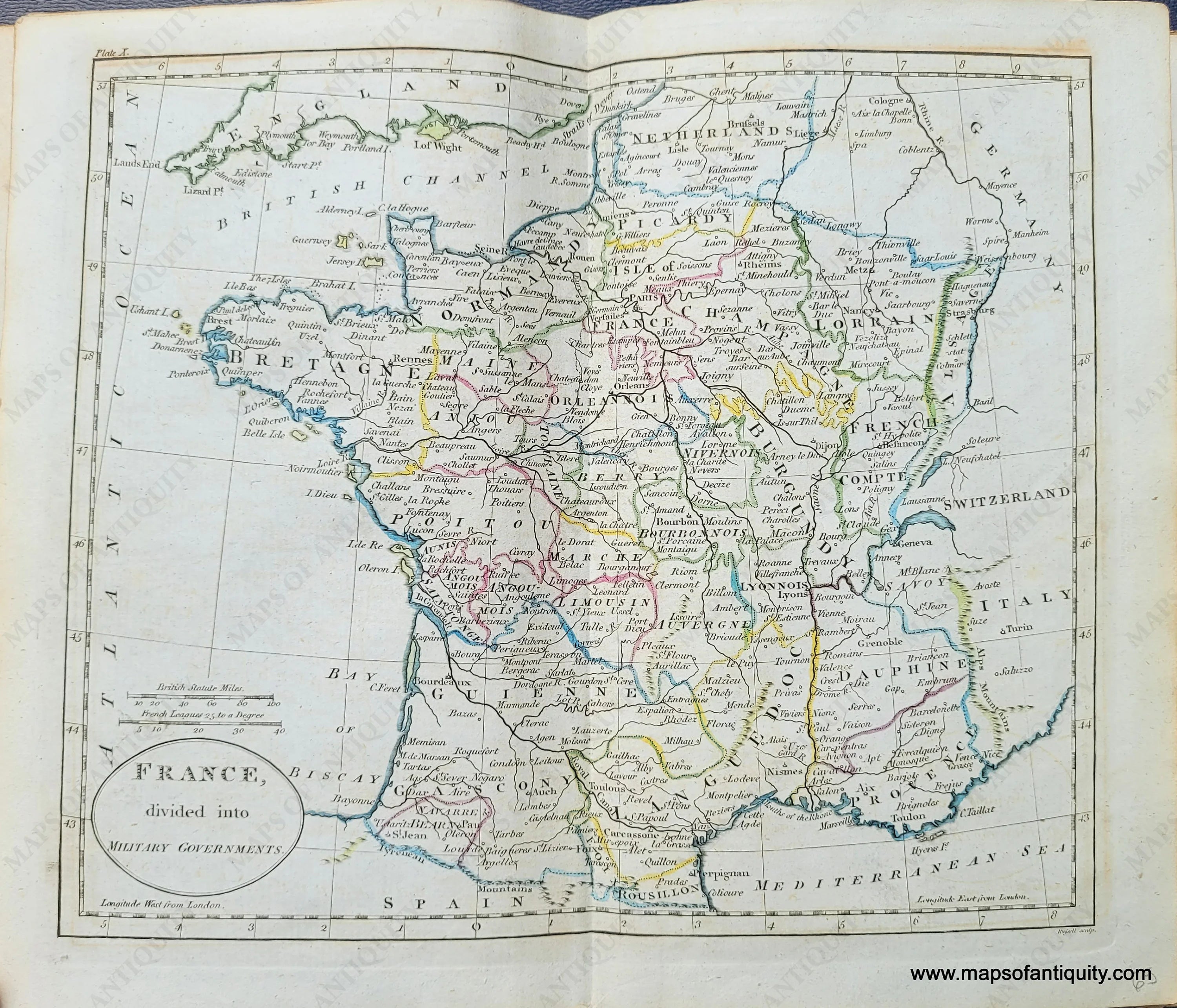 1800 - France divided into Military Governments - Antique Map – Maps of ...
