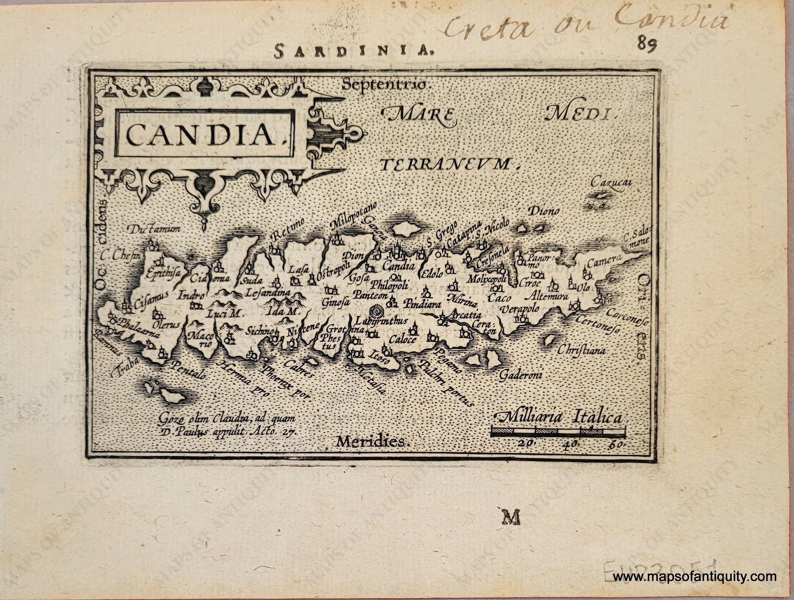 Antique Map Crete Candia 1601 – Maps of Antiquity