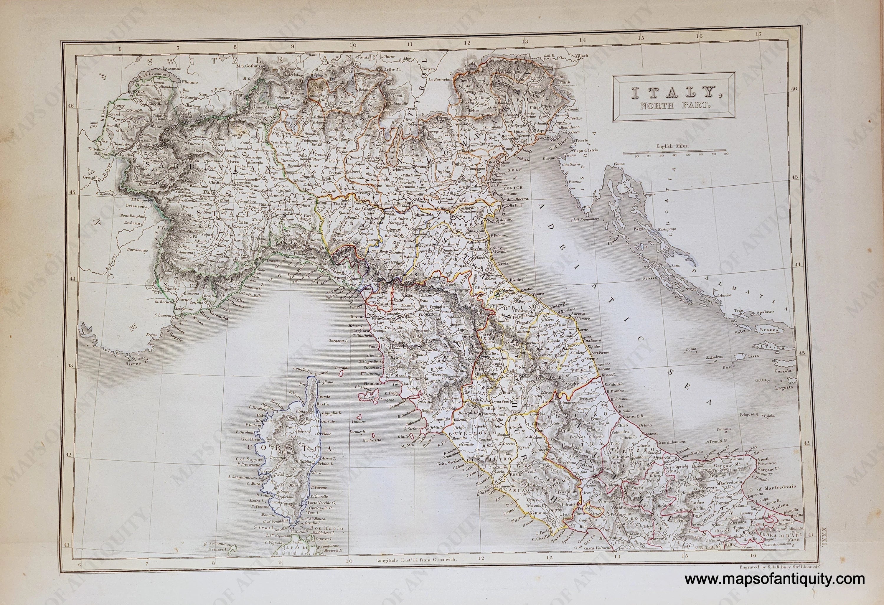 Antique Map Italy, North Part 1841 – Maps of Antiquity