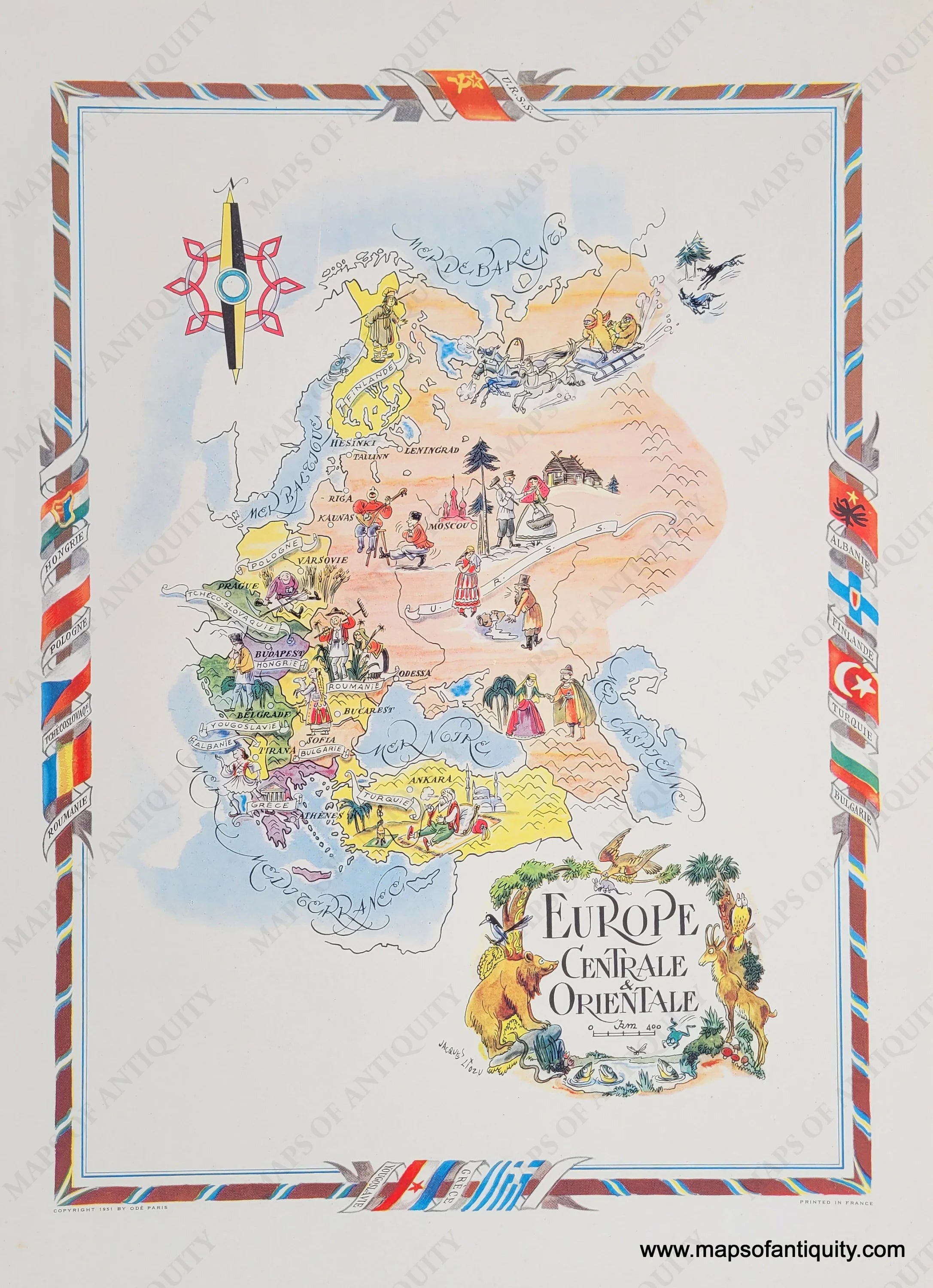 1951 - Europe Centrale & Orientale - Vintage Pictorial Map – Maps of ...