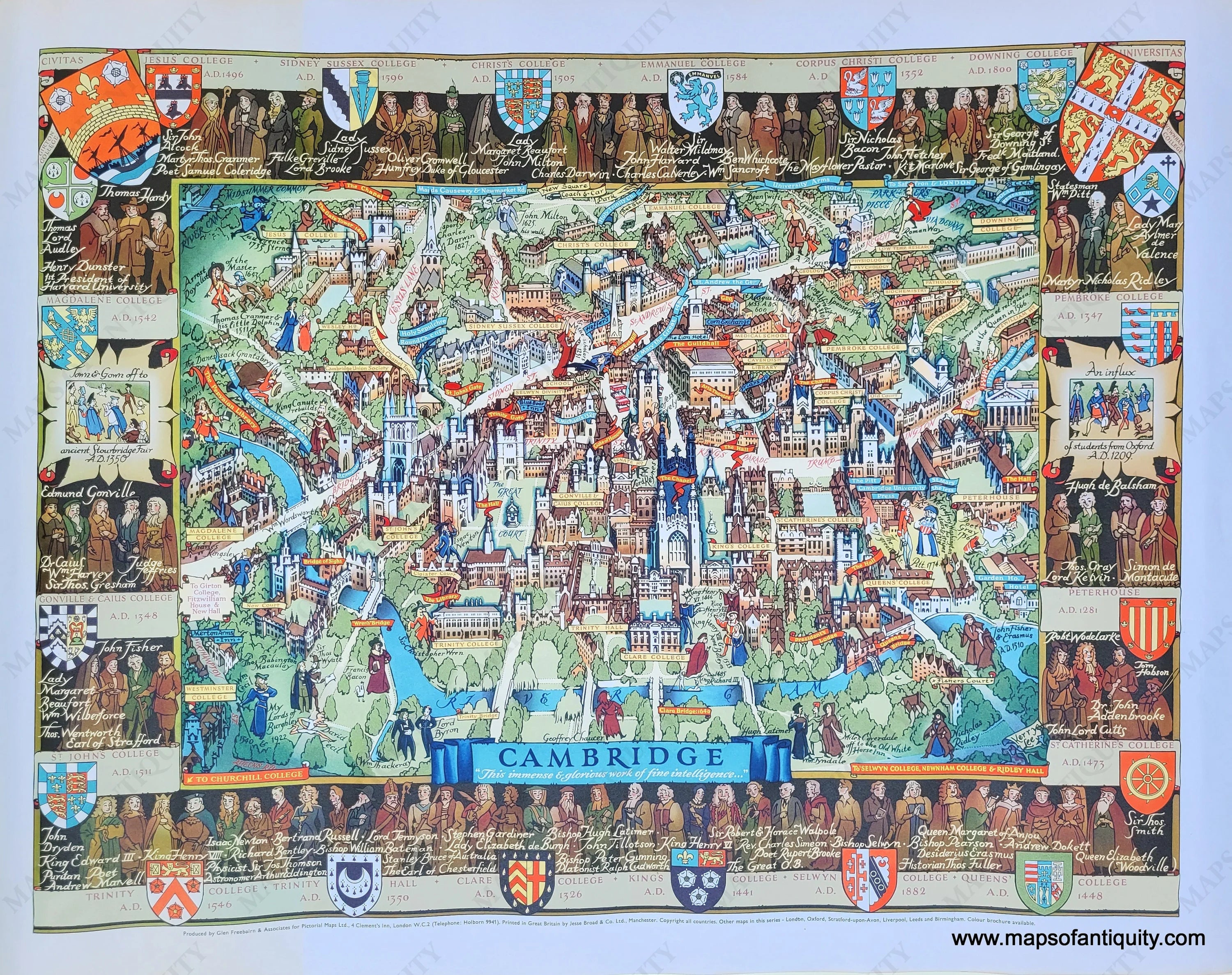 1950s Genuine Vintage Map Cambridge – Maps of Antiquity