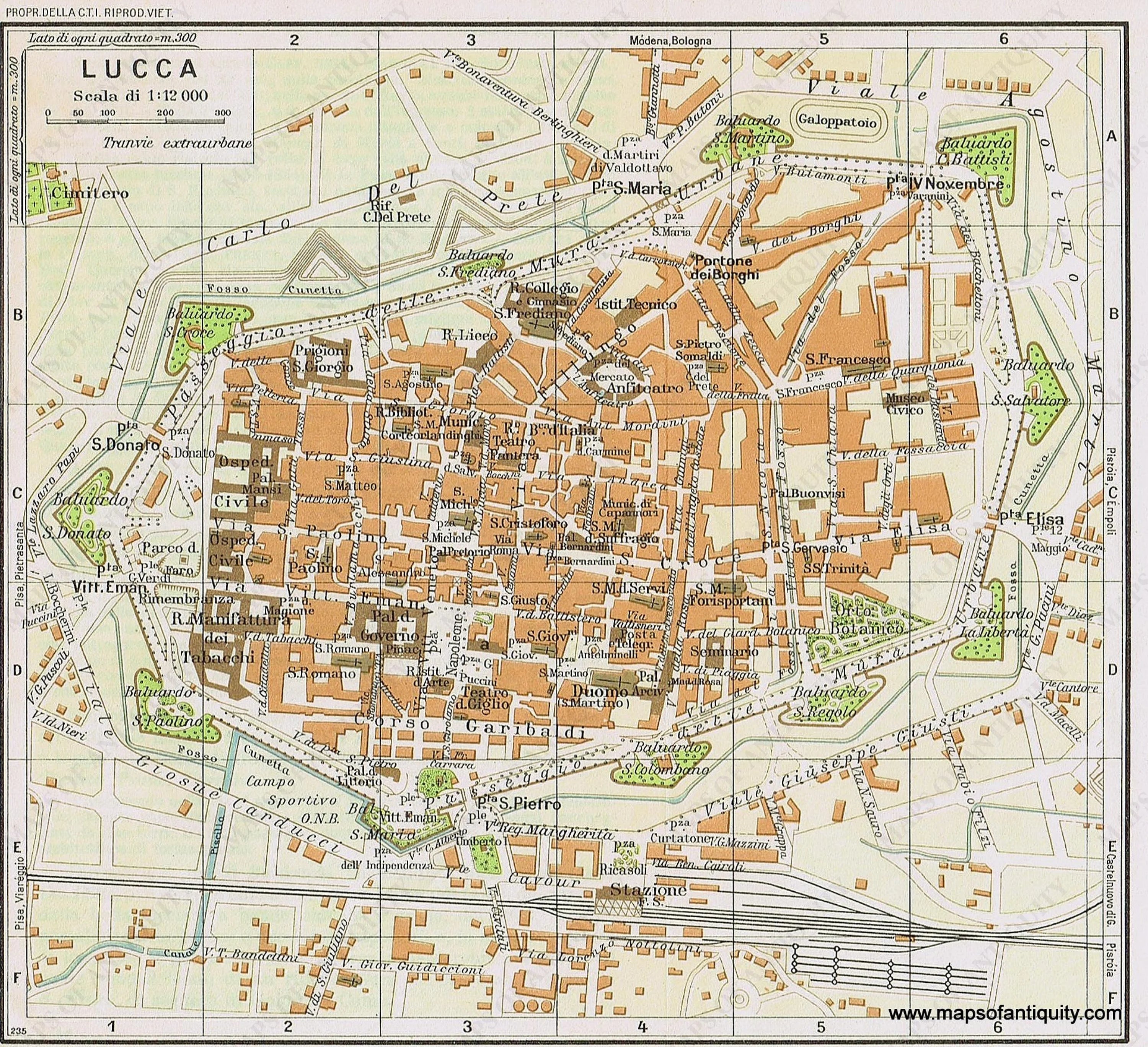 1935 Genuine Antique Map Lucca, Italy – Maps of Antiquity