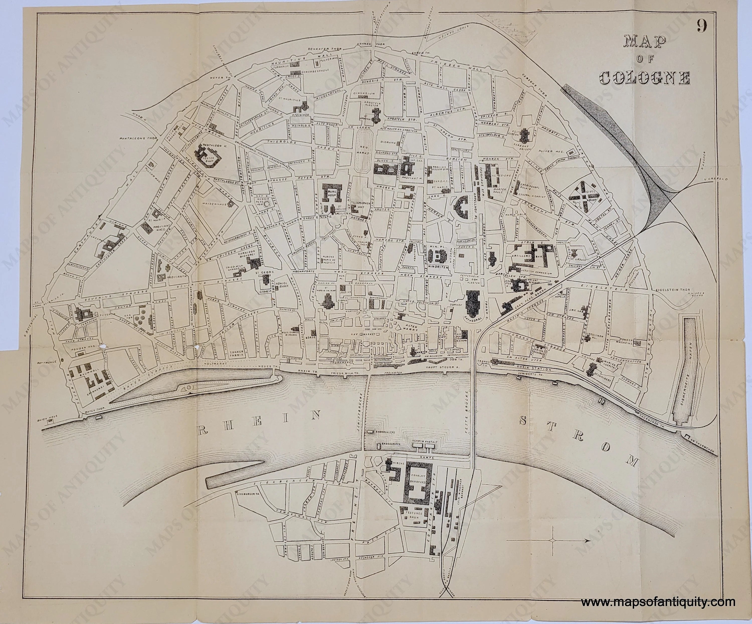 1895 Genuine Antique Map Map of Cologne (Germany) – Maps of Antiquity