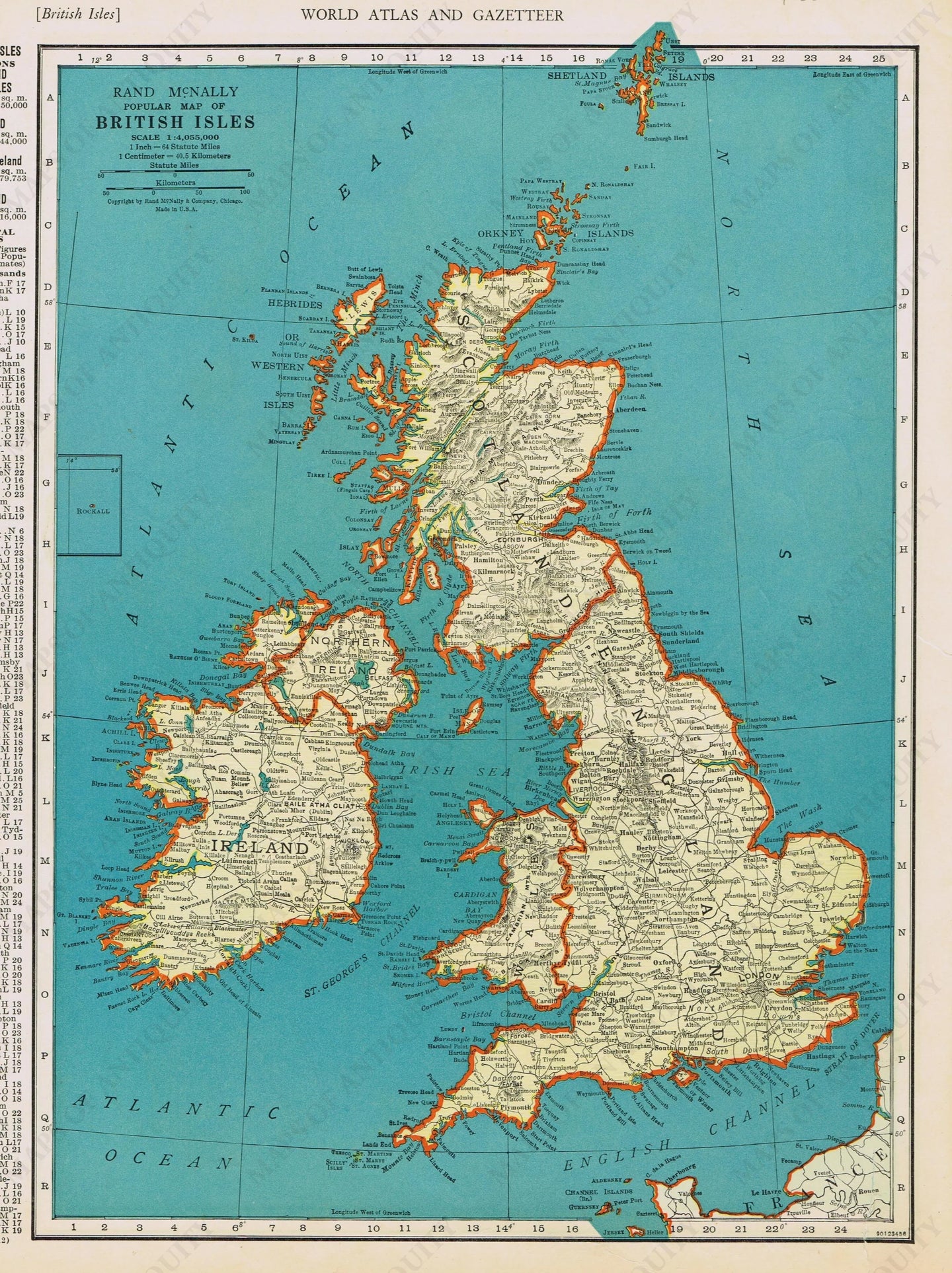 1940 Genuine Antique Map Popular Map of British Isles – Maps of Antiquity